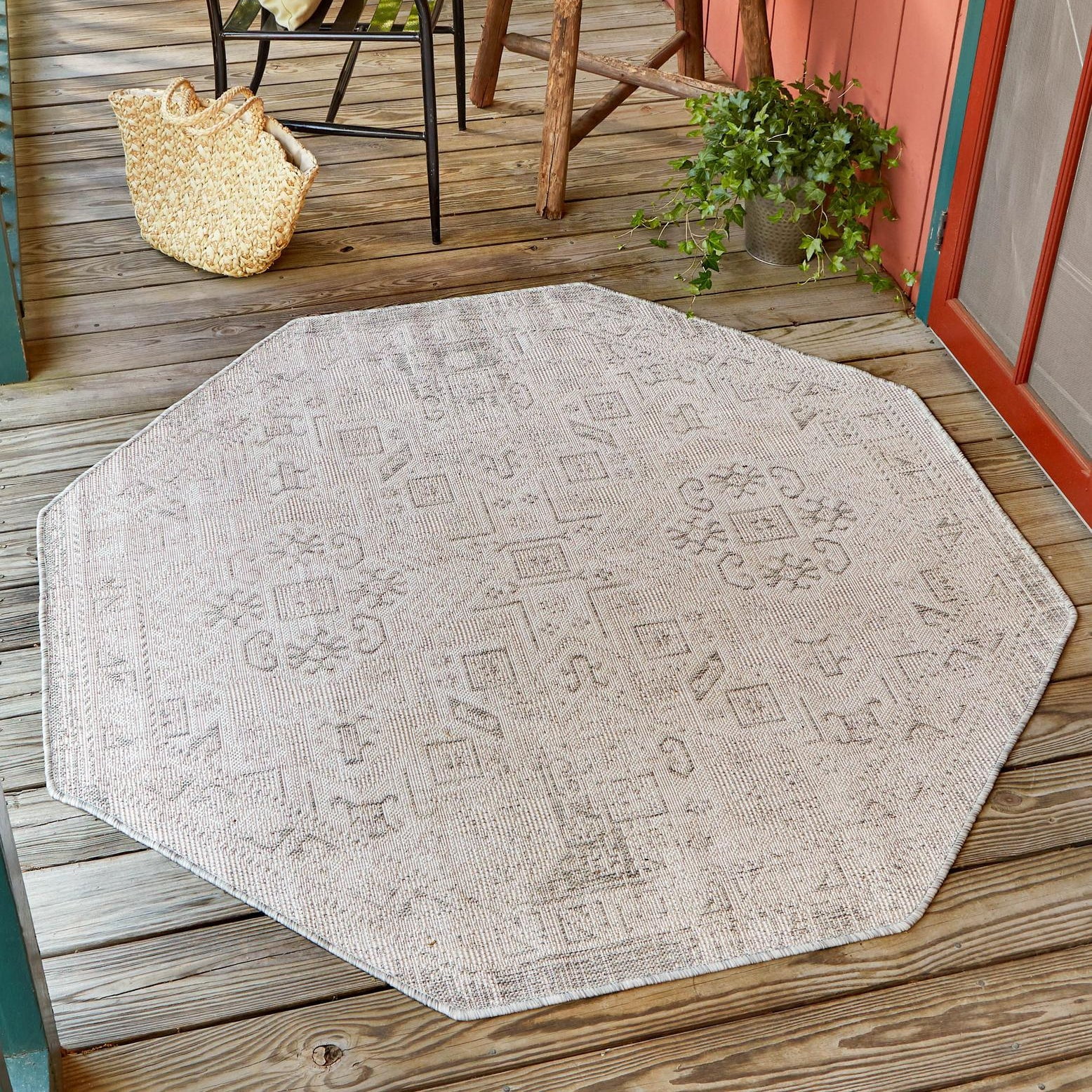 Unique Loom Outdoor Aztec Collection Area Rug - Coba (5' 3" Octagon ...