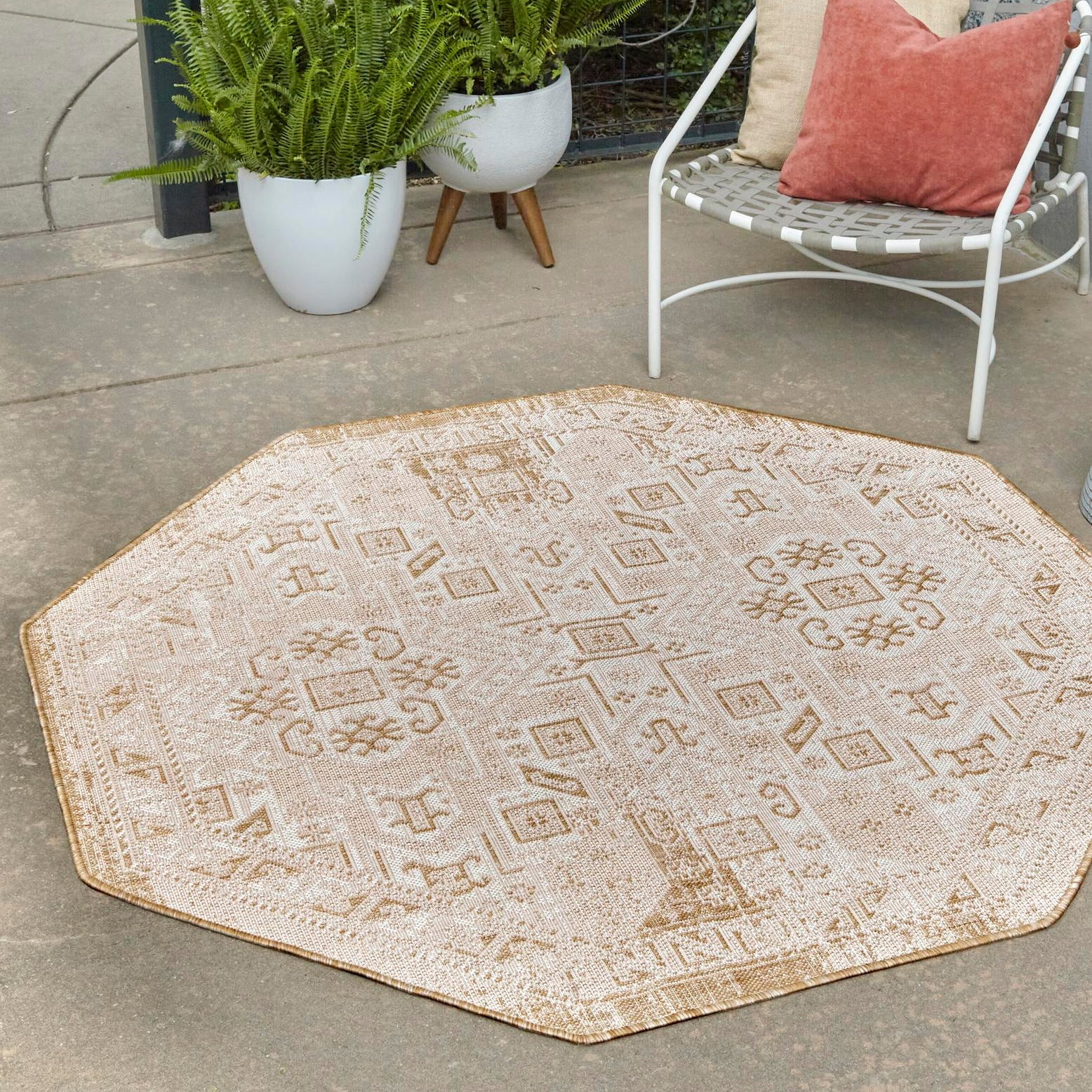 Unique Loom Outdoor Aztec Collection Area Rug - Coba (5' 3" Octagon ...