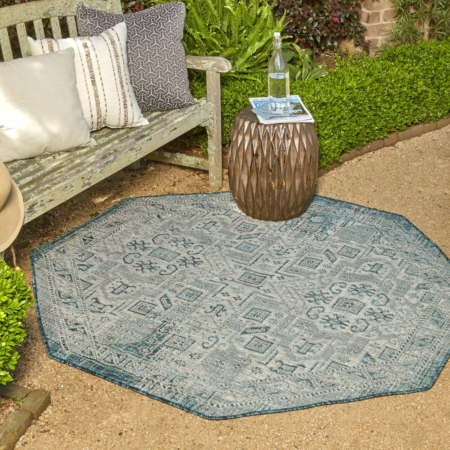 Unique Loom Outdoor Aztec Collection Area Rug - Coba (5' 3" Octagon ...
