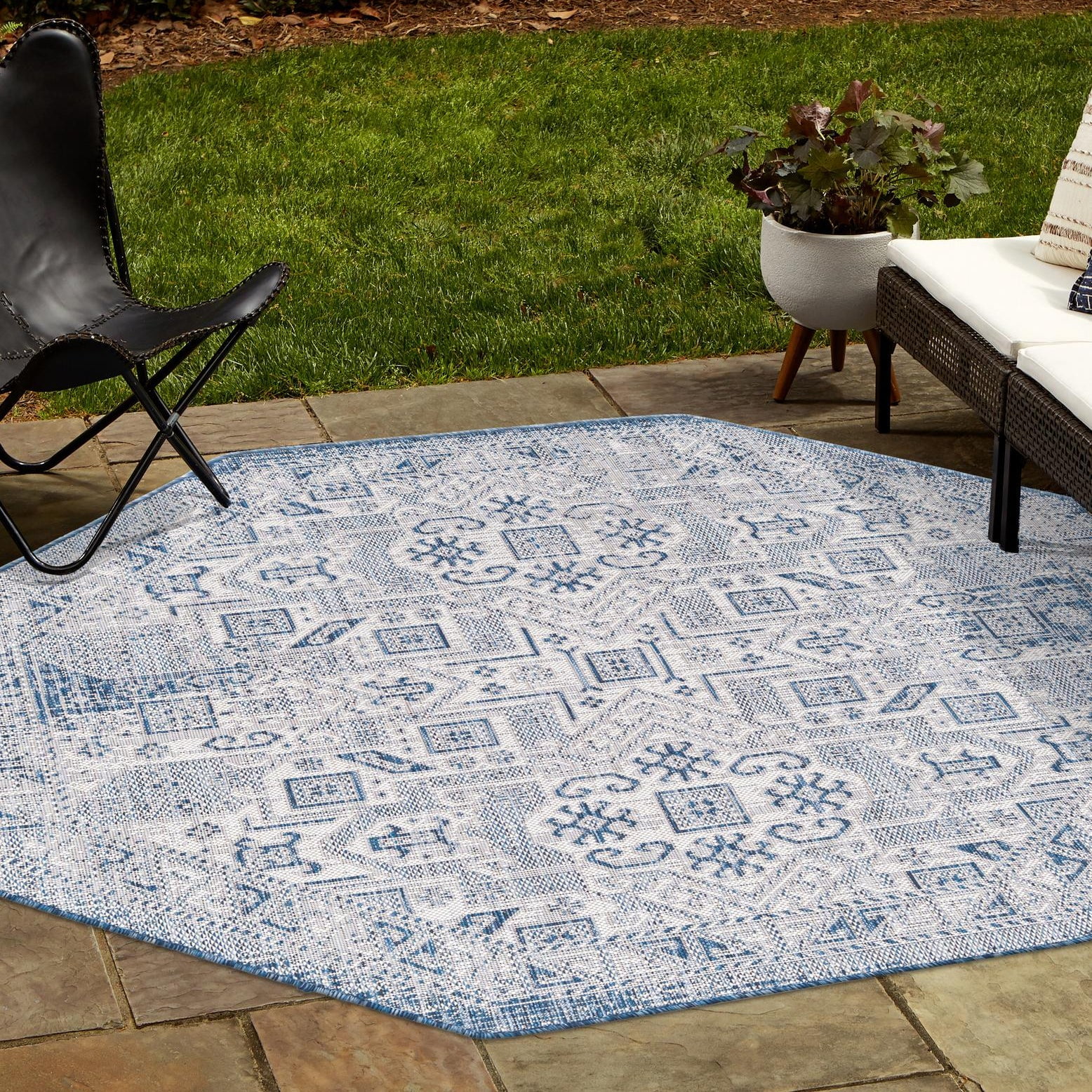 Unique Loom Outdoor Aztec Collection Area Rug - Coba (7' 10" Octagon ...