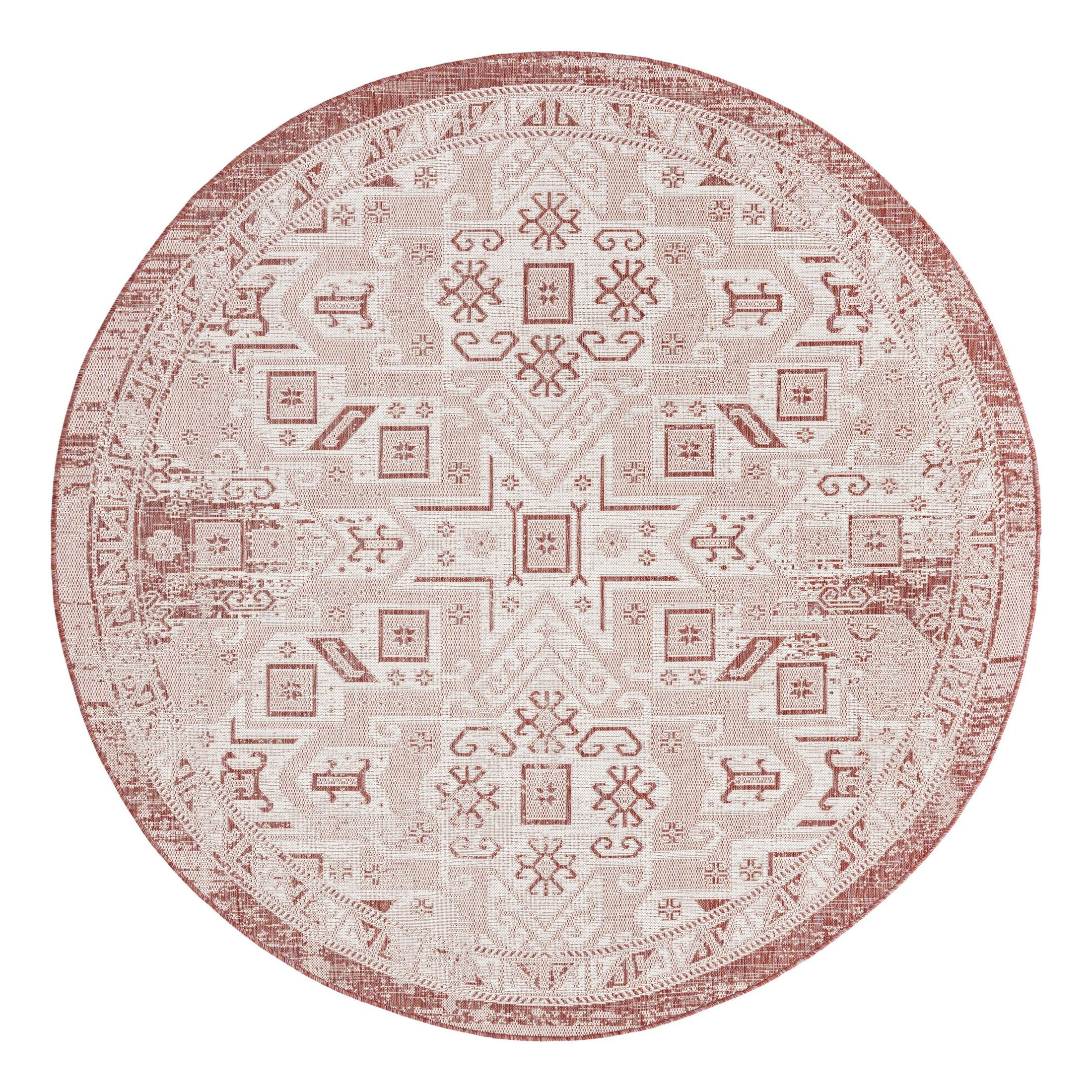 Unique Loom Outdoor Aztec Collection Area Rug - Coba (7' 10" Round Rust ...