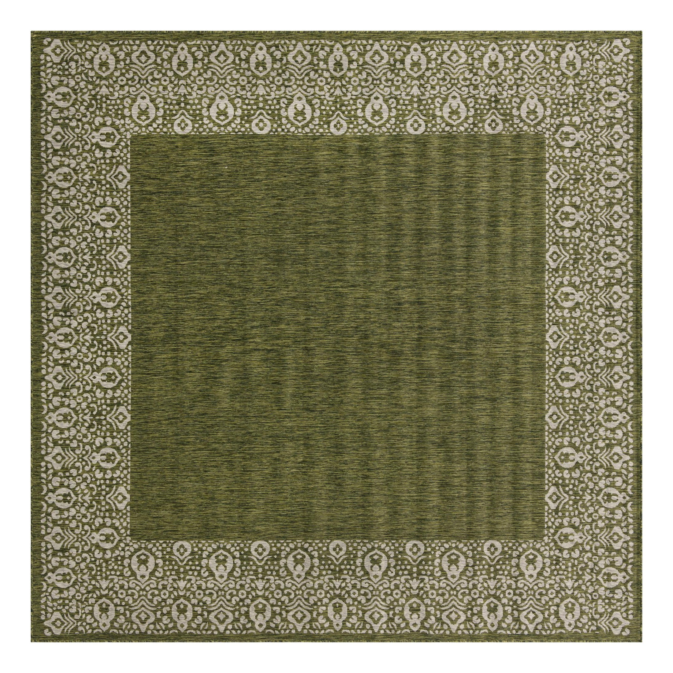 Unique Loom Outdoor Border Collection Area Rug - Floral Border (10' 8 ...