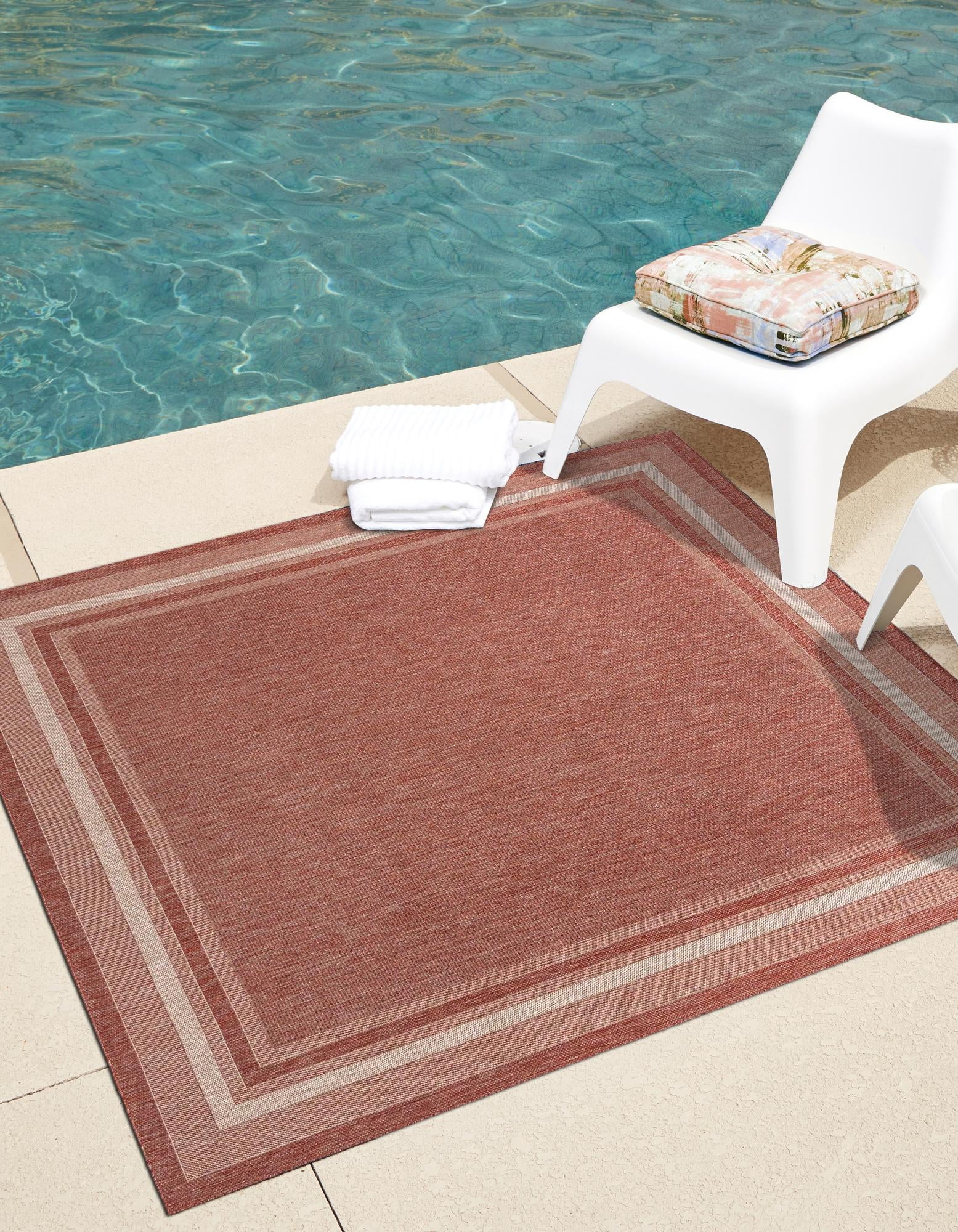 Unique Loom Outdoor Border Collection Area Rug - Soft Border (10' 8 ...