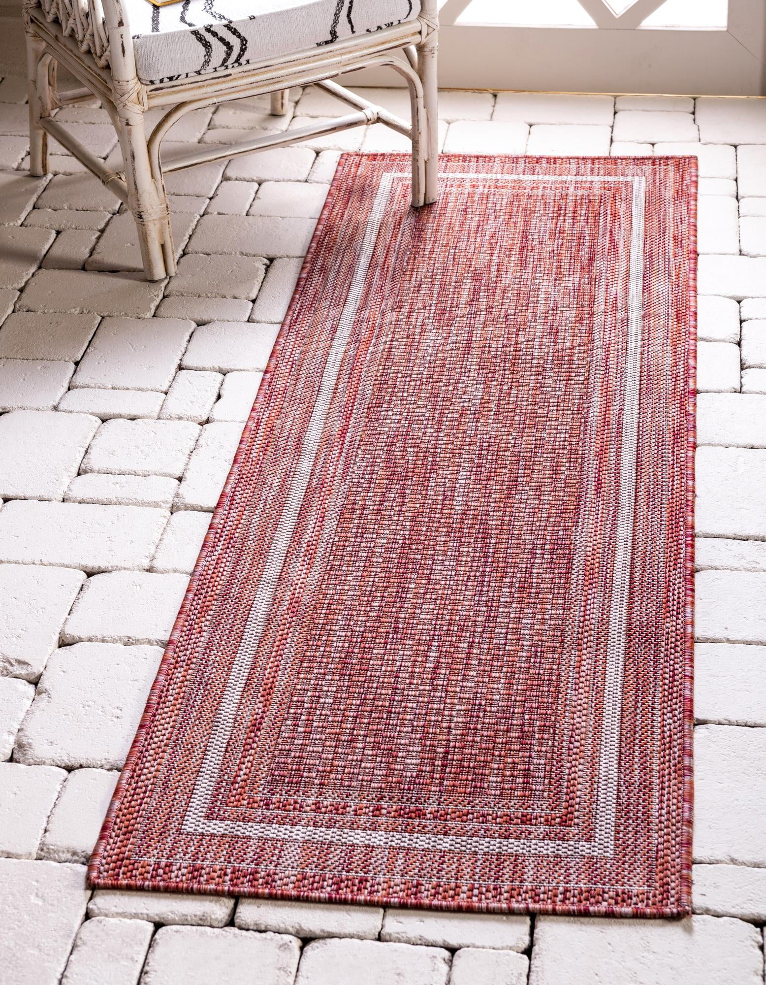 Unique Loom Outdoor Border Collection Area Rug - Soft Border (2' x 6' 1 ...