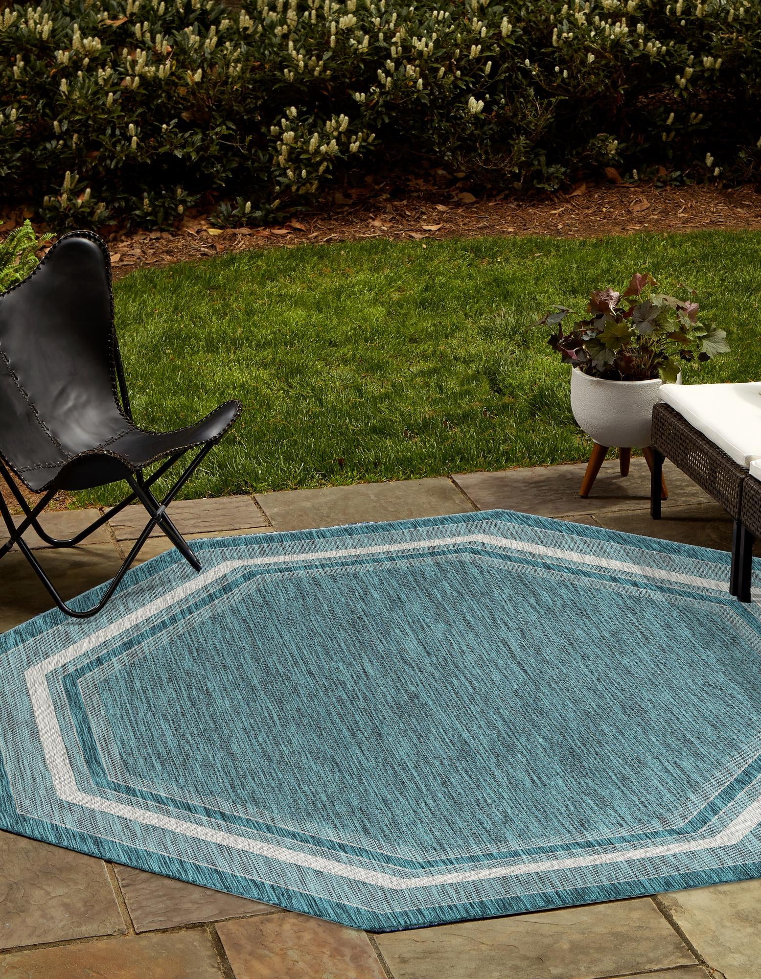 Unique Loom Outdoor Border Collection Area Rug - Soft Border (5 ...