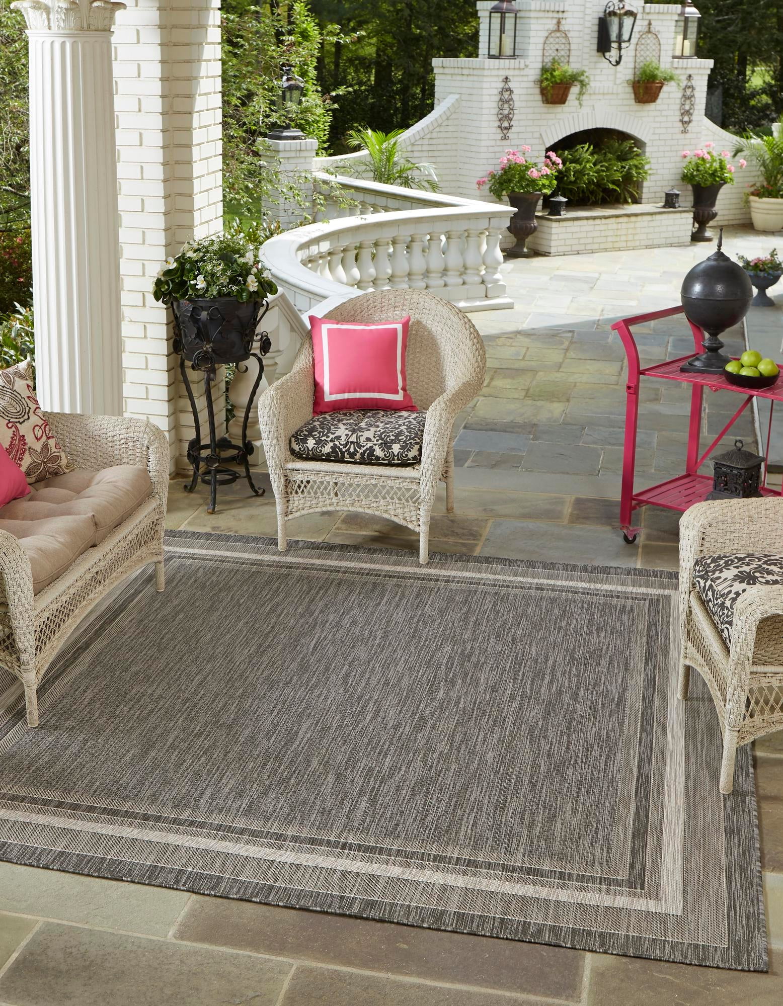 Unique Loom Outdoor Border Collection Area Rug - Soft Border (6' 1 ...