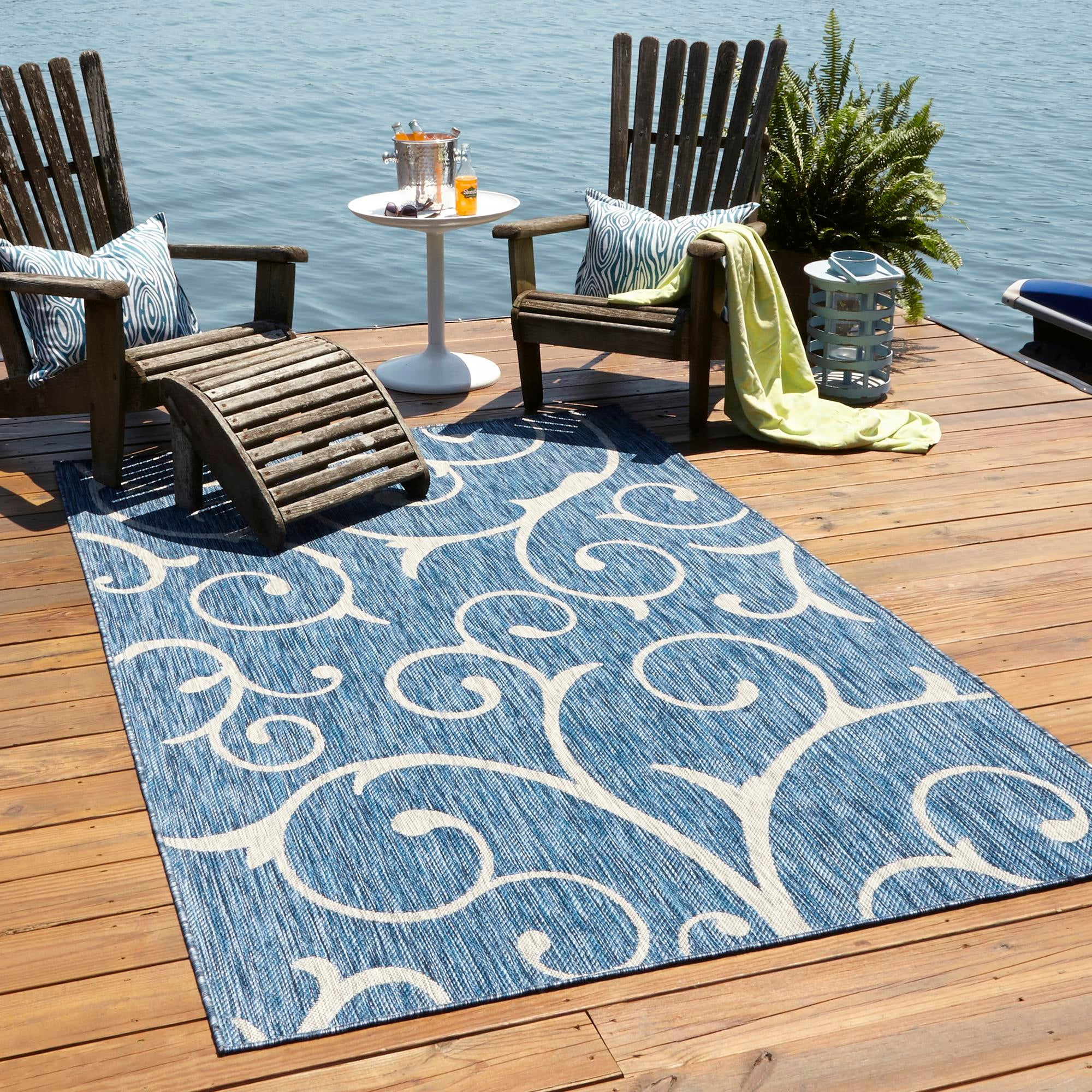Unique Loom Outdoor Botanical Collection Area Rug - Curl (7' 10" x 11 ...