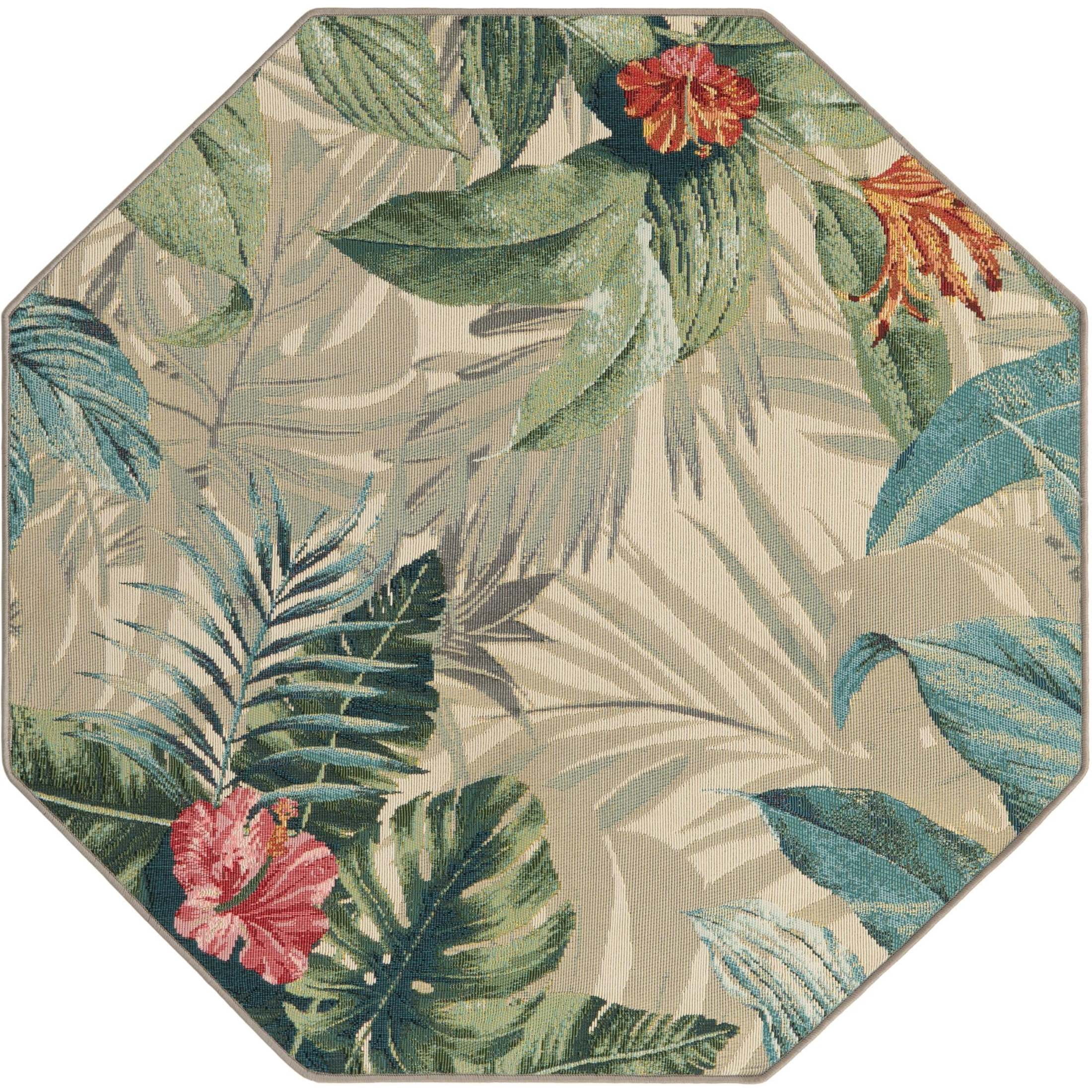 Unique Loom Outdoor Botanical Collection Area Rug - Kula (4' 1" Octagon ...