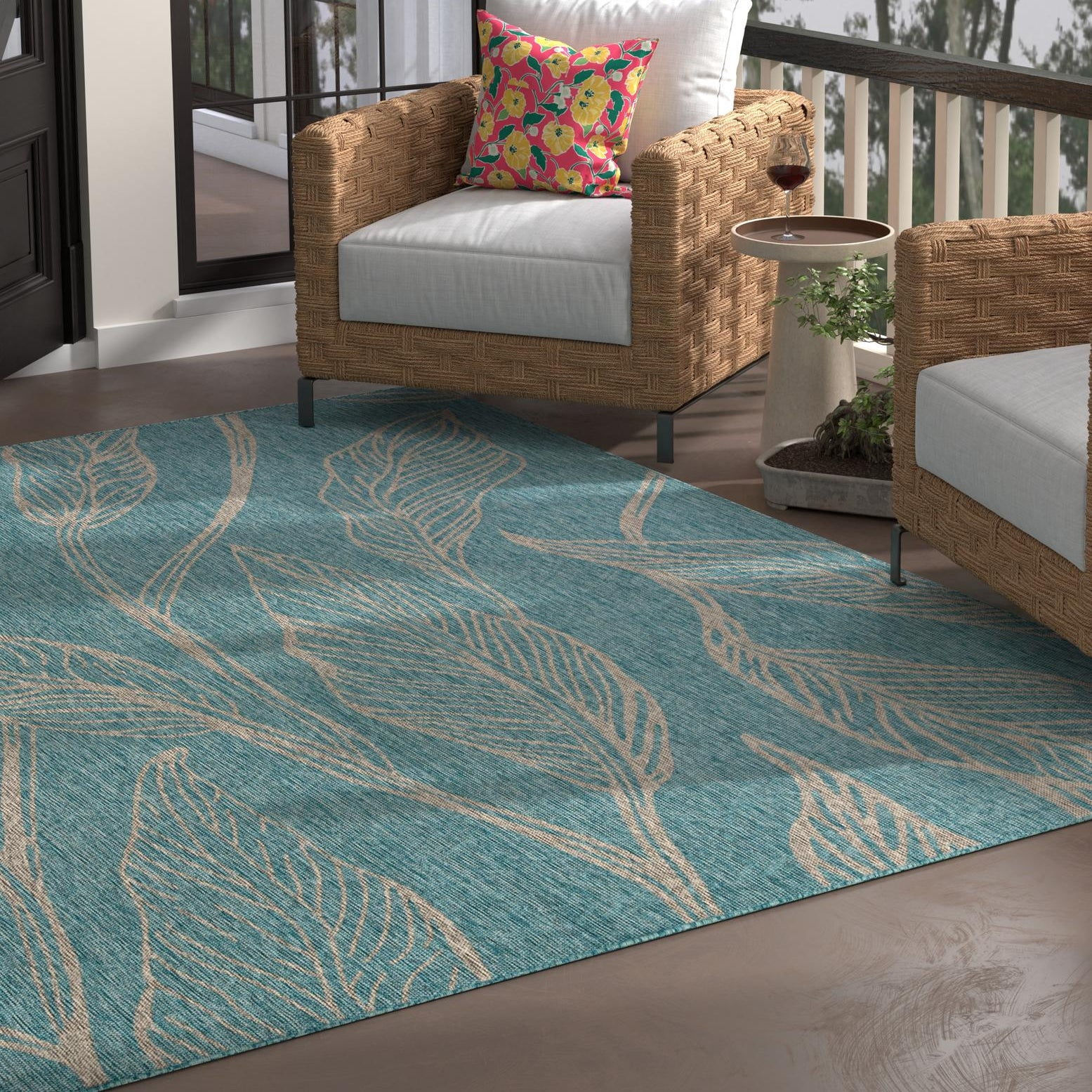 Unique Loom Outdoor Botanical Collection Area Rug - Leaf (10' 8" Square ...