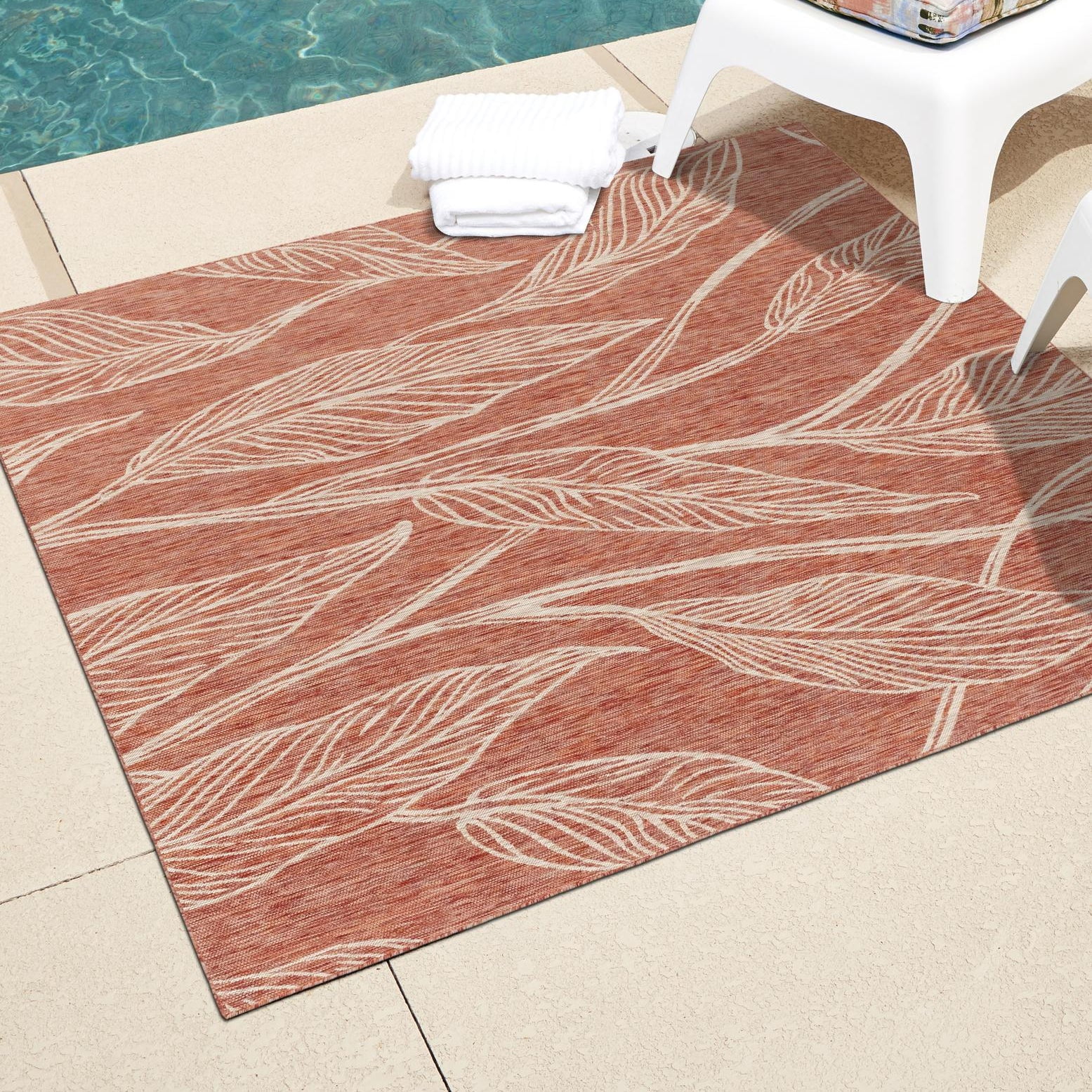 Unique Loom Outdoor Botanical Collection Area Rug - Leaf (10' 8" Square ...