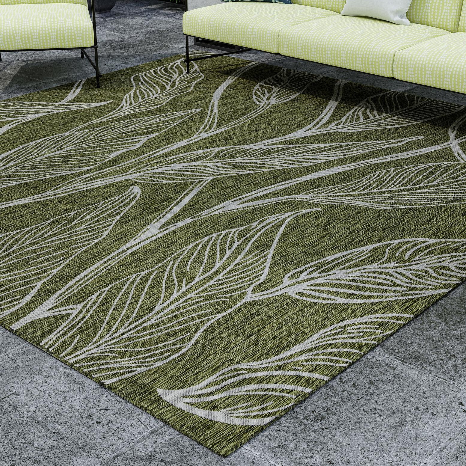 Unique Loom Outdoor Botanical Collection Area Rug - Leaf (12' Square ...
