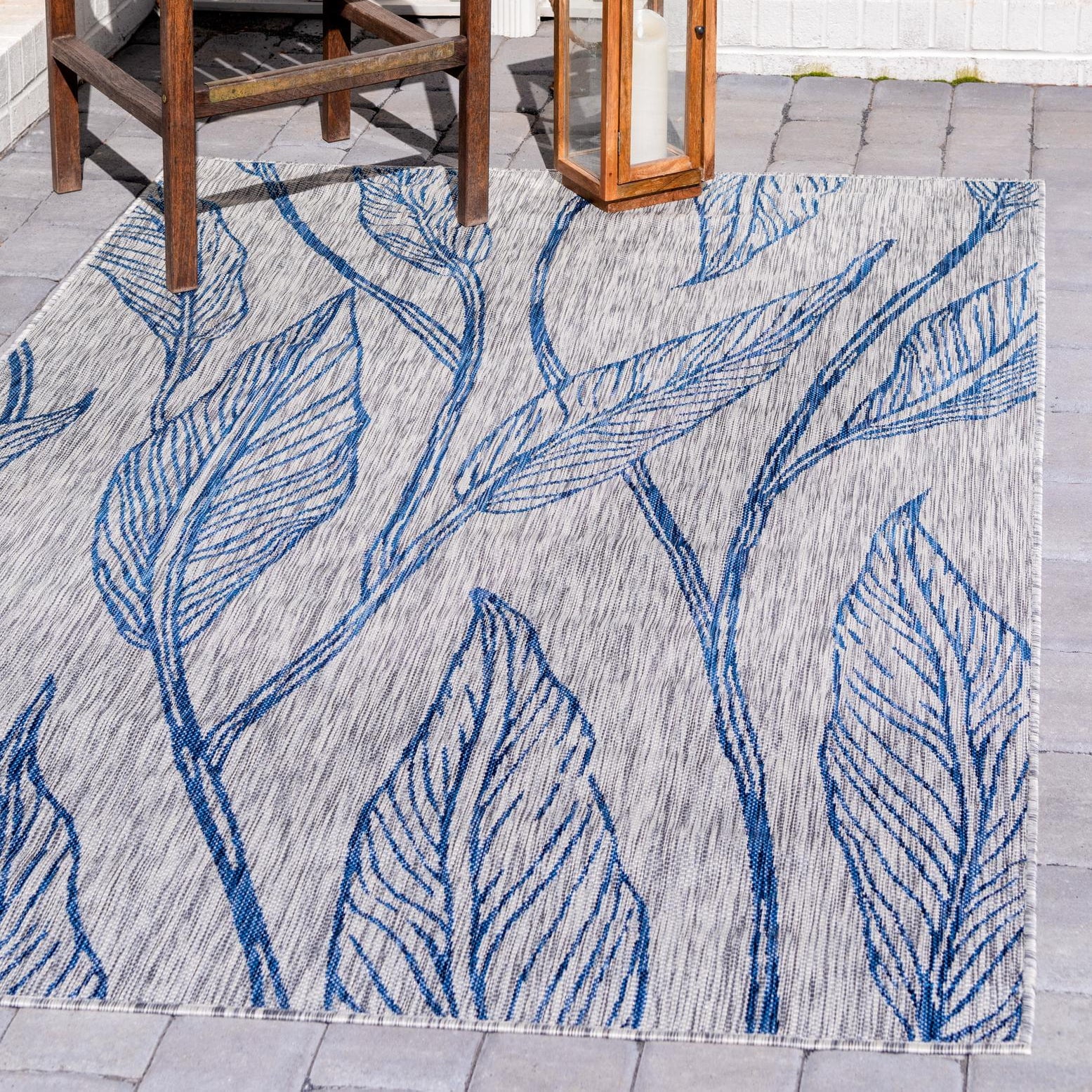 Unique Loom Outdoor Botanical Collection Area Rug - Leaf (6' 1" x 9 ...