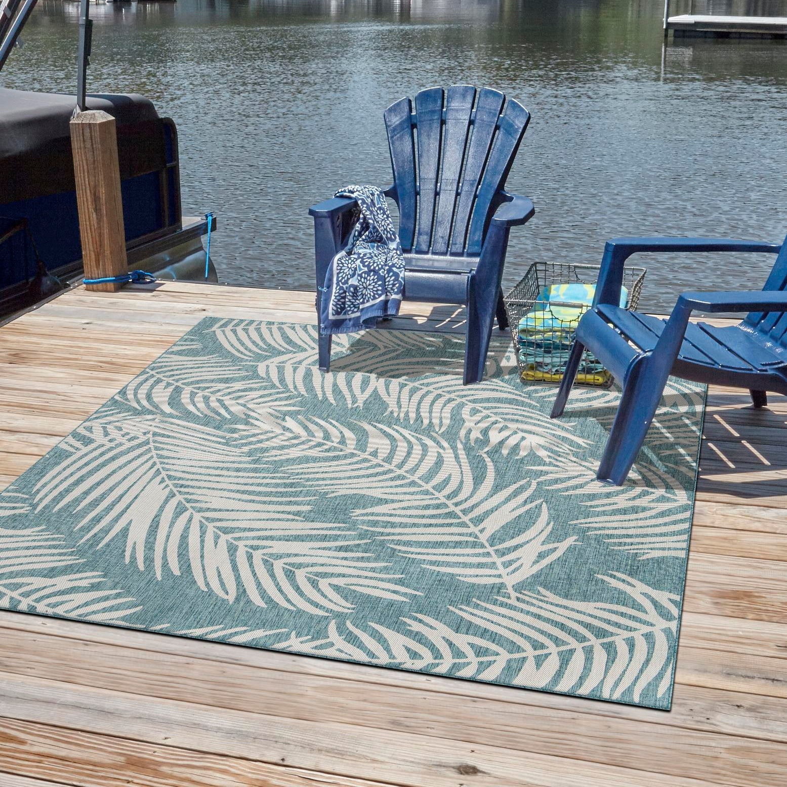 Unique Loom Outdoor Botanical Collection Area Rug - Palm (6' 1" Square ...