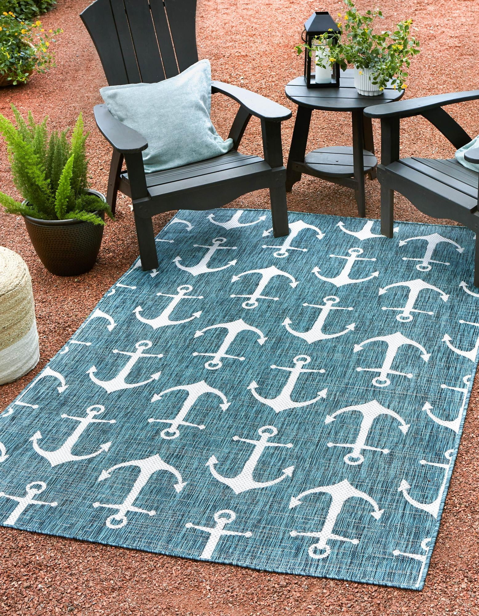 Unique Loom Outdoor Coastal Collection Area Rug - Ahoy (10' x 14 ...