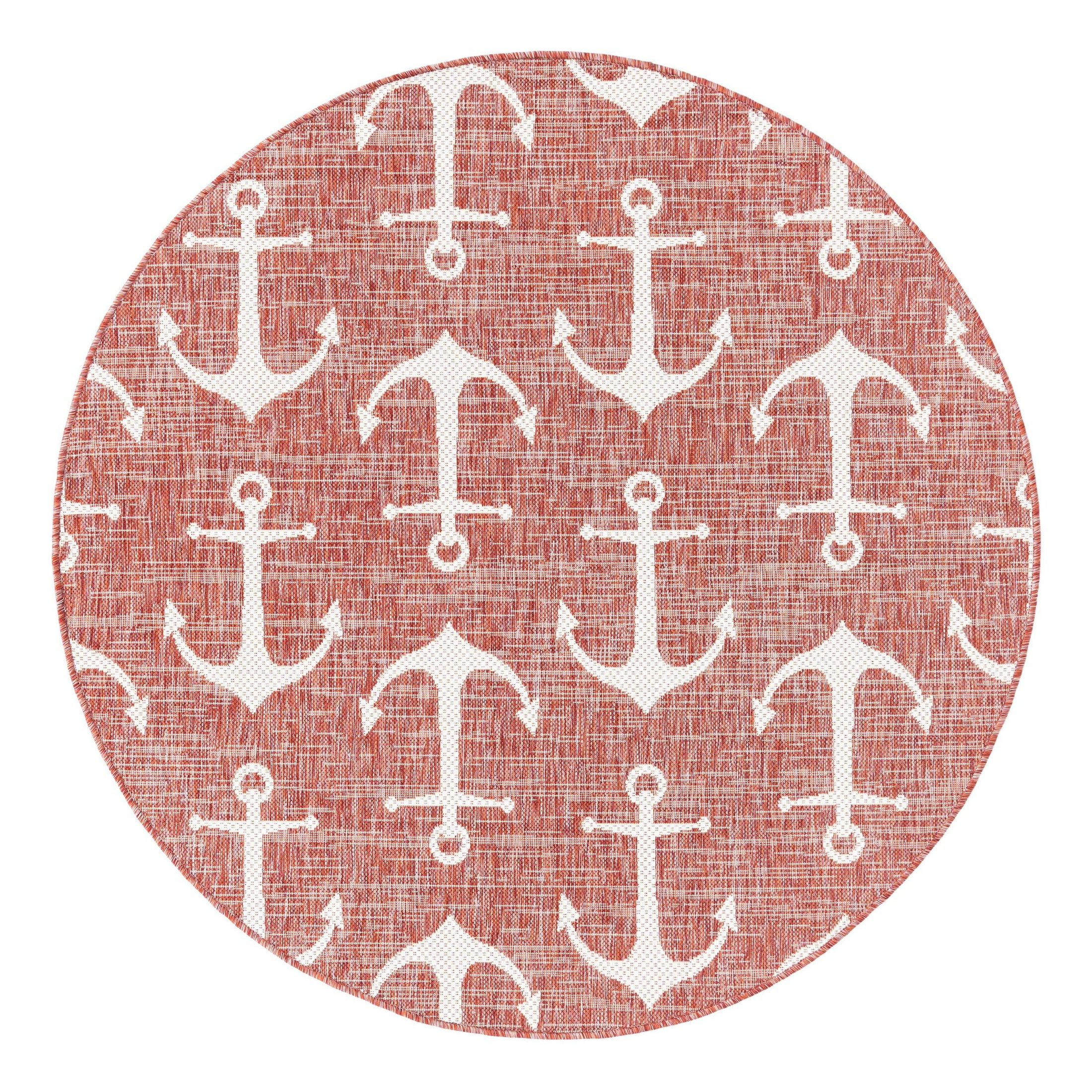Unique Loom Outdoor Coastal Collection Area Rug - Ahoy (5' 3" Round ...