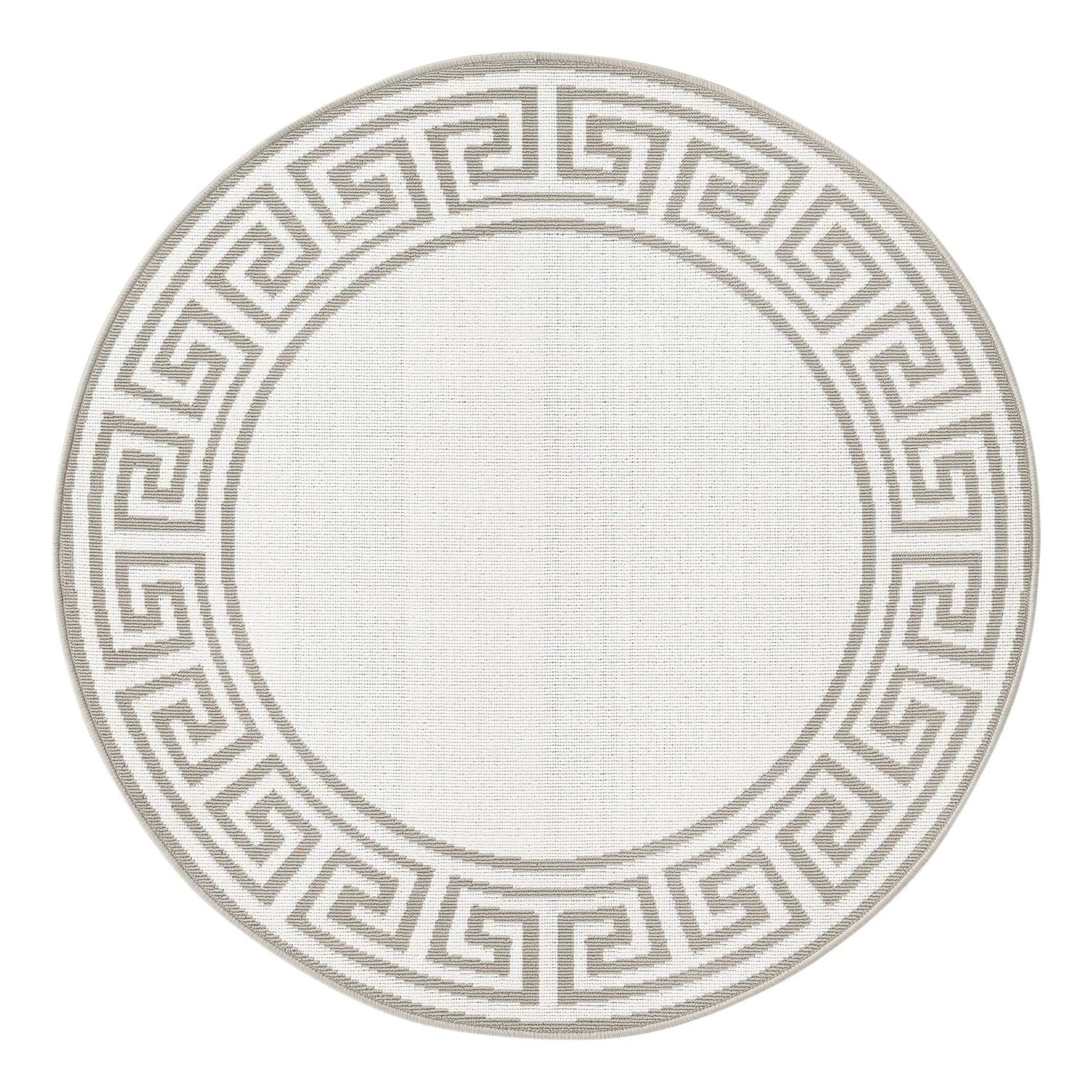 Unique Loom Outdoor Coastal Collection Area Rug - Caye (4' Round Ivory ...