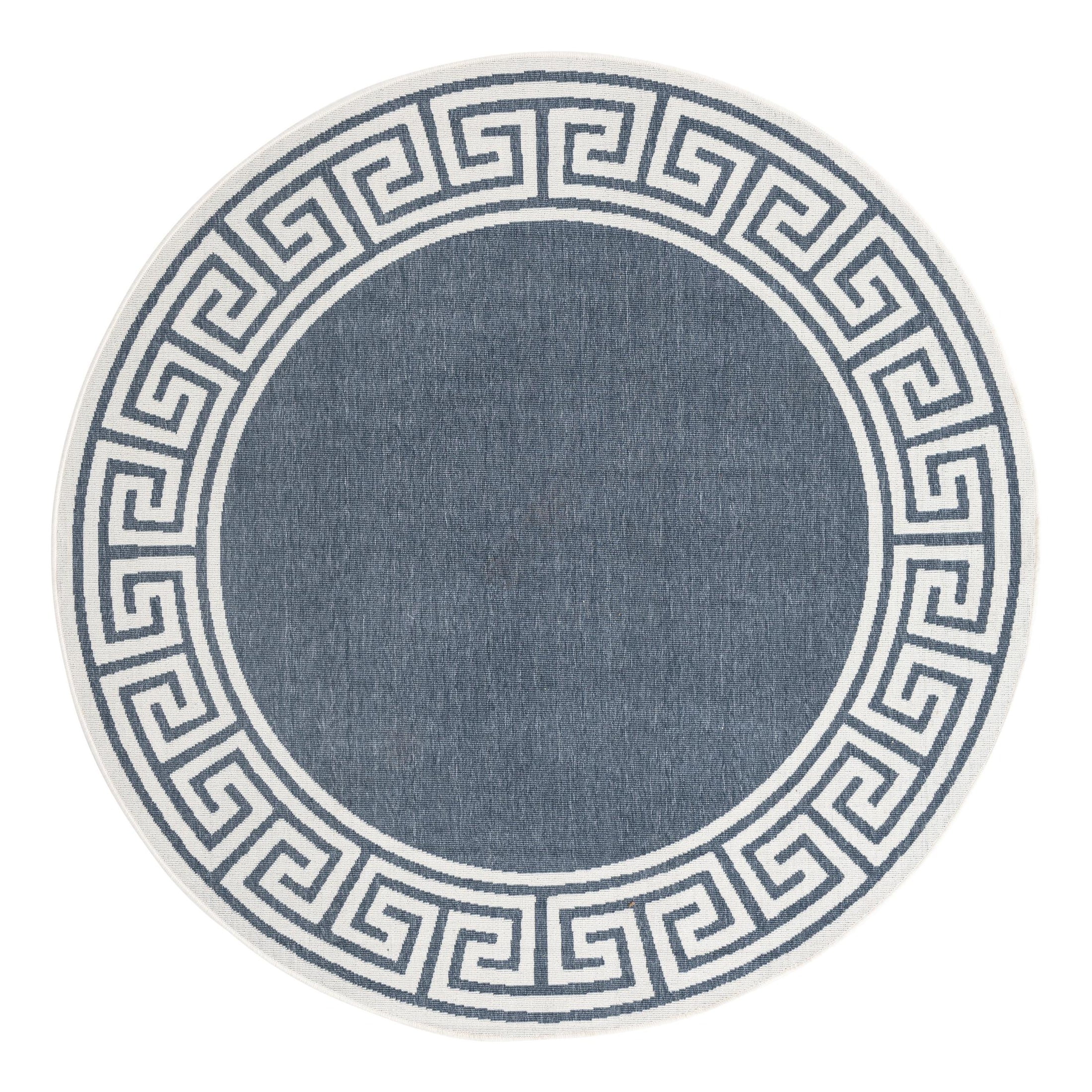 Unique Loom Outdoor Coastal Collection Area Rug - Caye (7' Round Navy ...