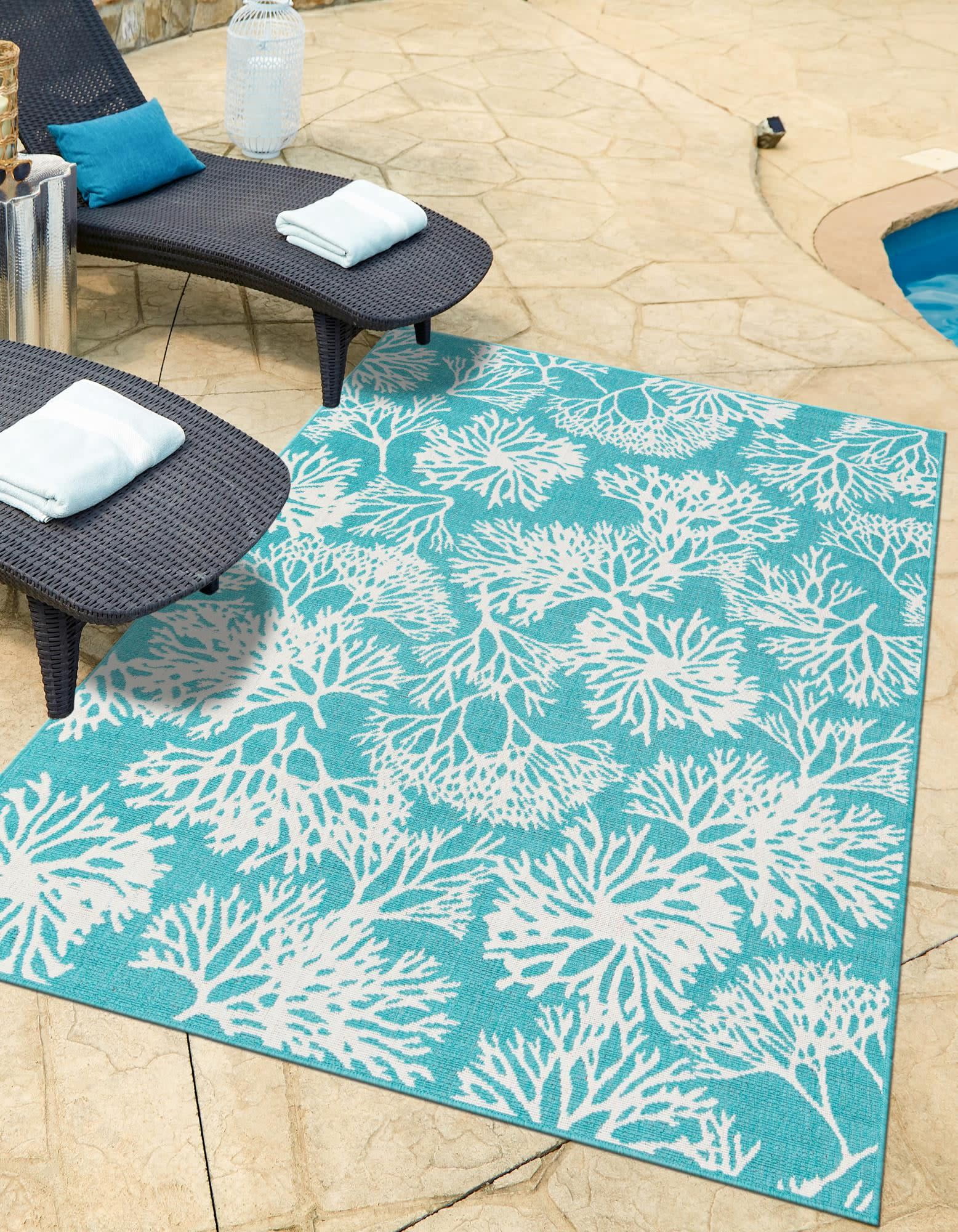 Unique Loom Outdoor Coastal Collection Area Rug - Coral (5' 3" x 8 ...