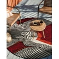 Unique Loom Outdoor Modern Collection Area Rug - Echo (5' 1" Round Red ...