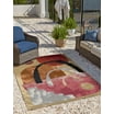 Unique Loom Outdoor Modern Collection Area Rug - Echo (5' 1" Round Red ...