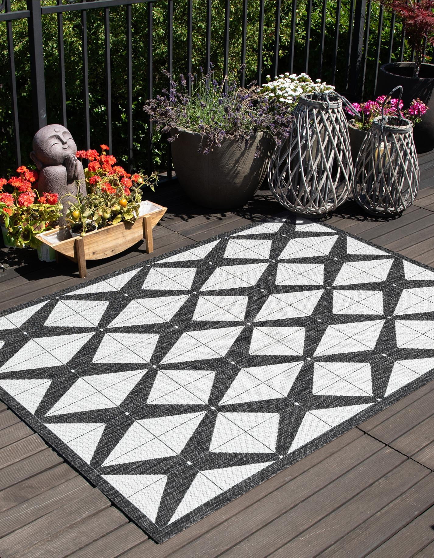 Unique Loom Outdoor Modern Collection Area Rug (9' x 12' Rectangle ...