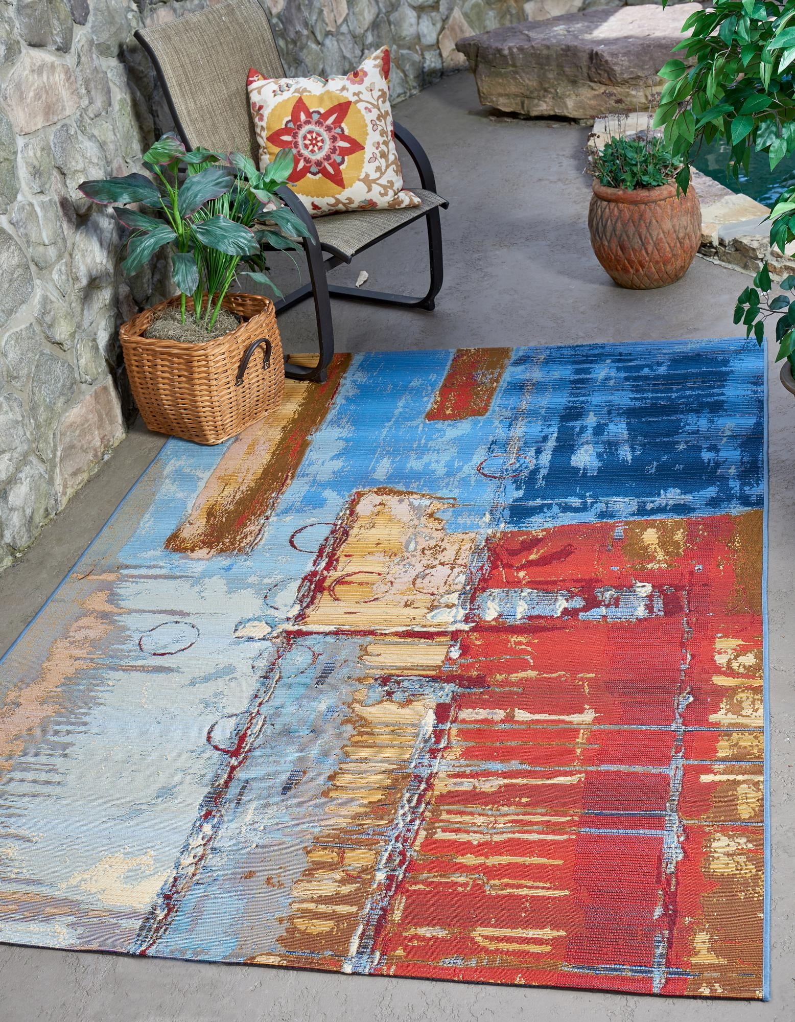 Unique Loom Outdoor Modern Collection Area Rug - Baja (5' 3" x 8 ...