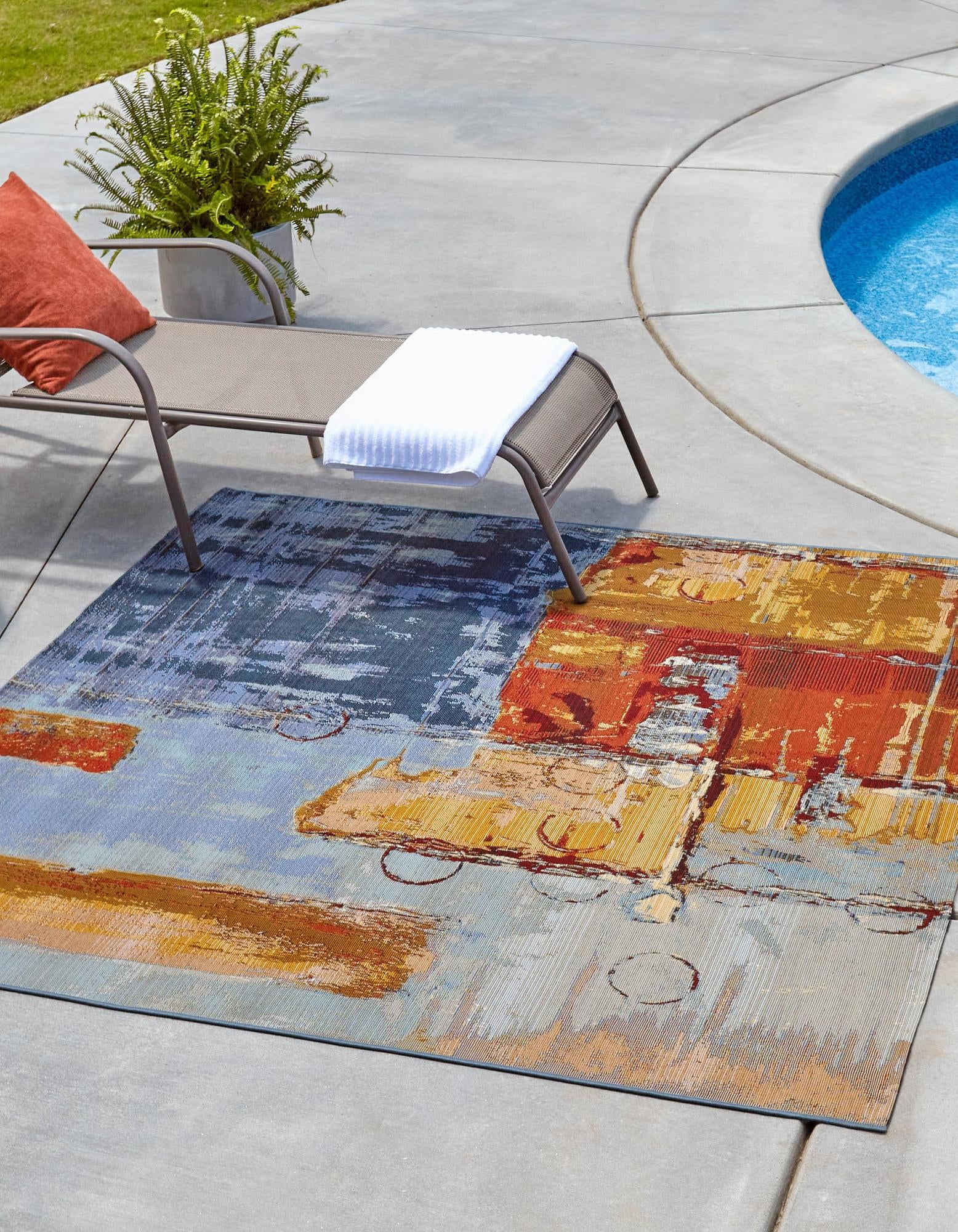 Unique Loom Outdoor Modern Collection Area Rug - Baja (6' 1" Square ...