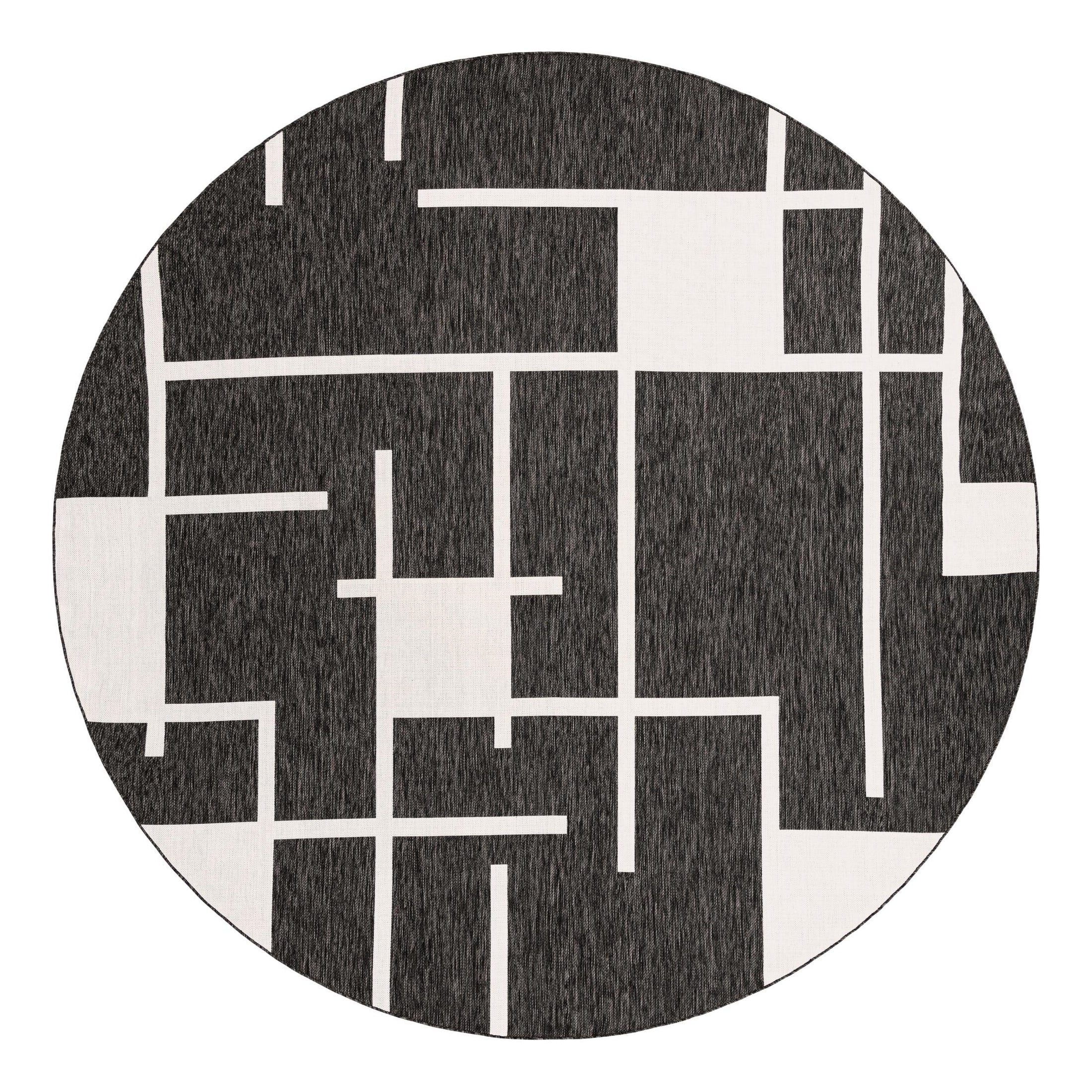 Unique Loom Outdoor Modern Collection Area Rug - Checker (12' Round ...