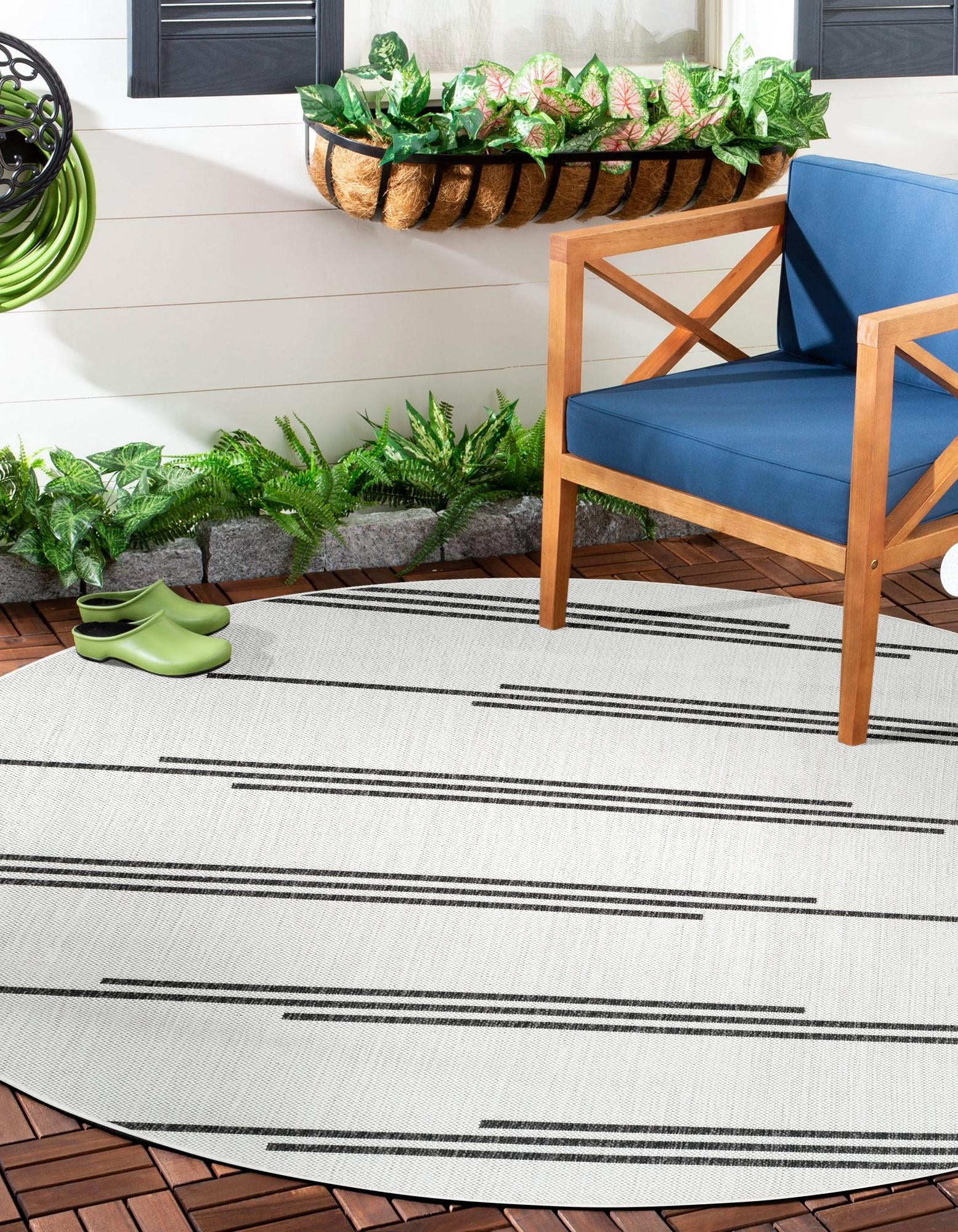 Unique Loom Outdoor Modern Collection Area Rug - Miranda (12' Round ...