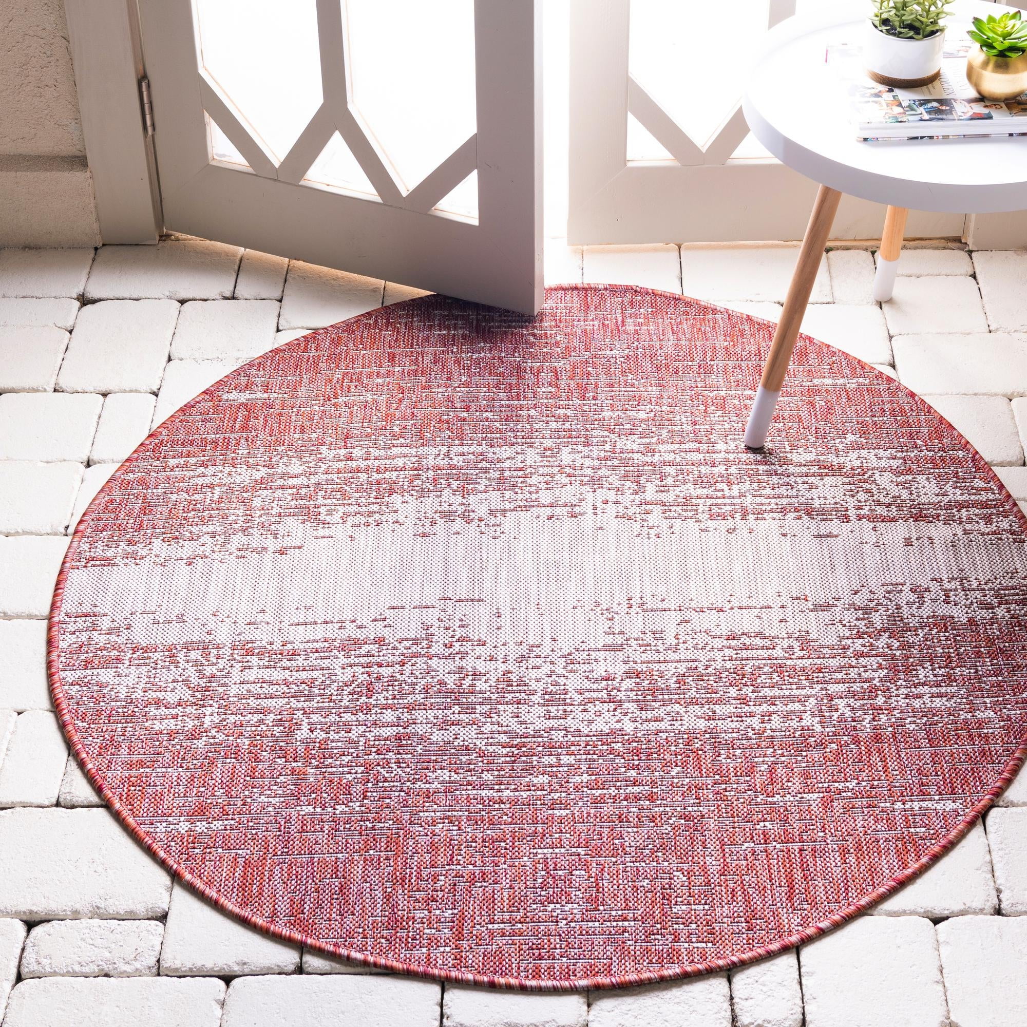 Unique Loom Outdoor Modern Collection Area Rug - Ombre (4' 1" Round ...