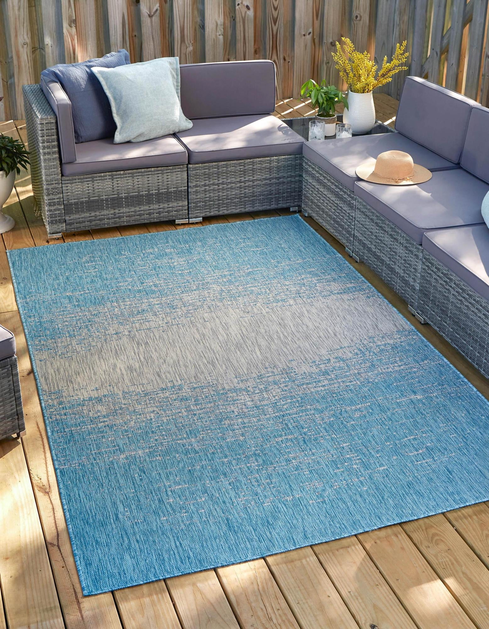 Unique Loom Outdoor Modern Collection Area Rug - Ombre (5' 1" x 8 ...