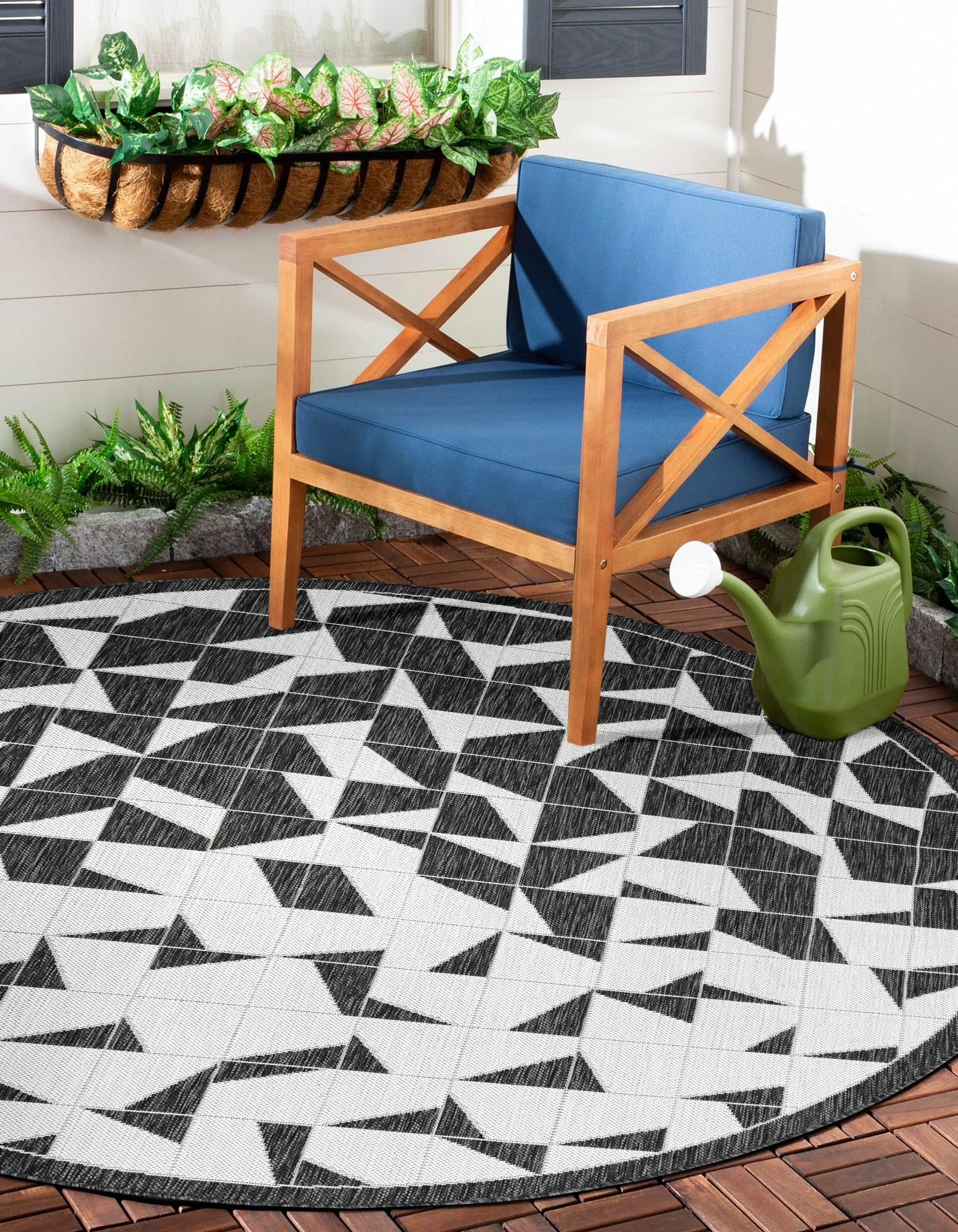Unique Loom Outdoor Modern Collection Area Rug - Origami (3' 3" Round ...