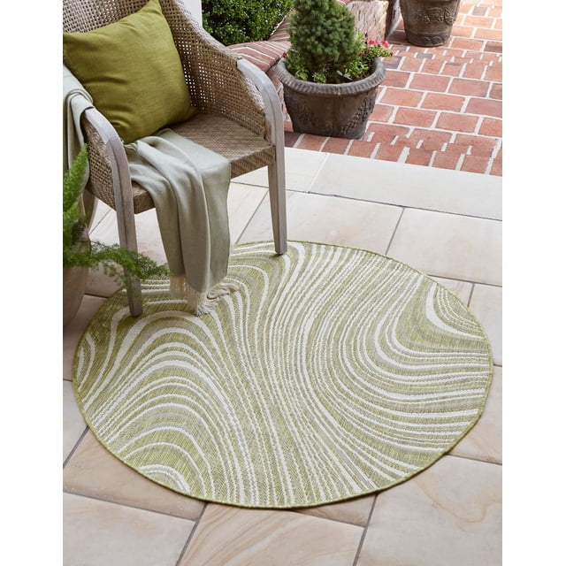 Unique Loom Outdoor Modern Collection Area Rug - Pool (4' 1" Round ...