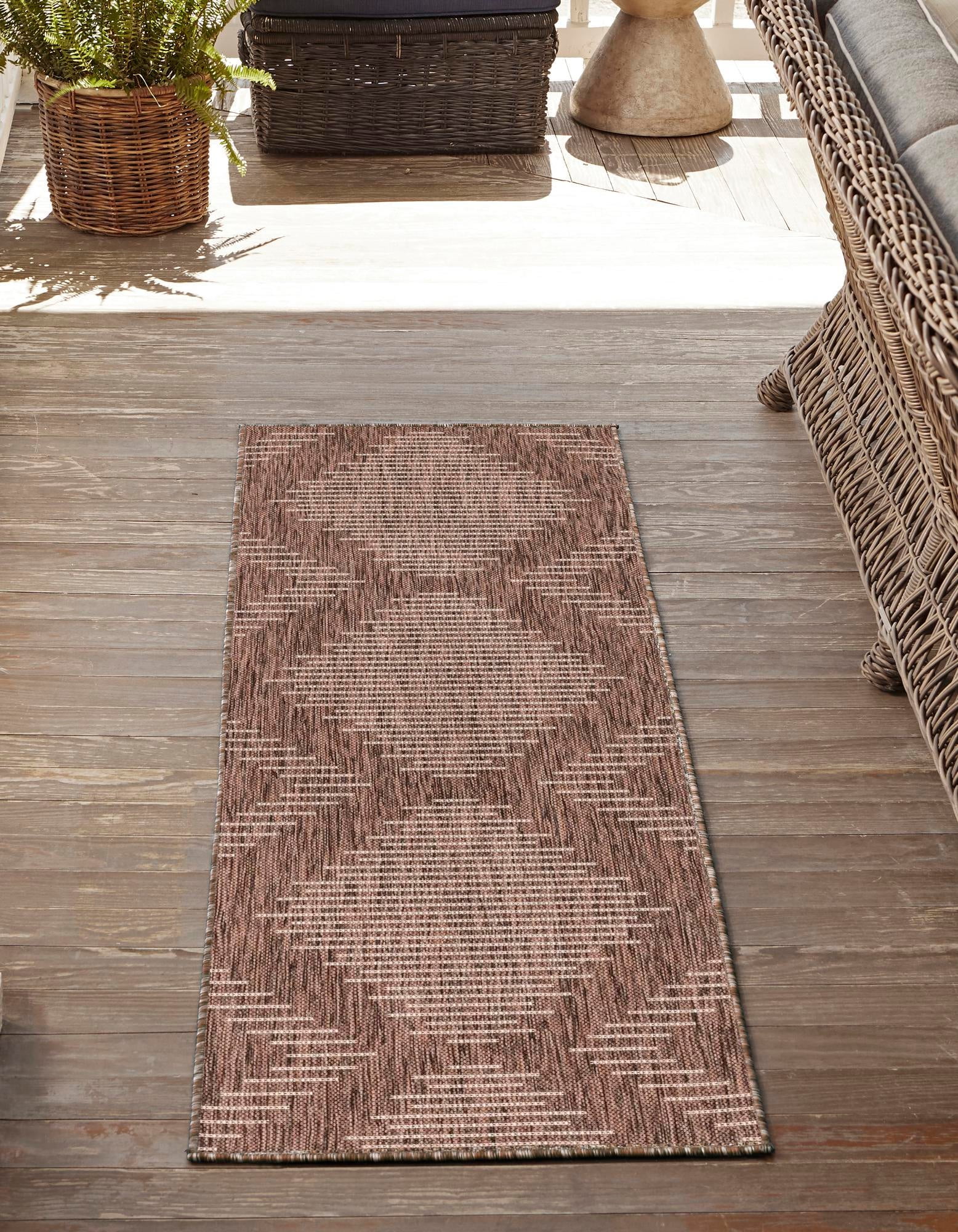 Unique Loom Outdoor Modern Collection Area Rug - Tambor (2' x 5' Runner ...
