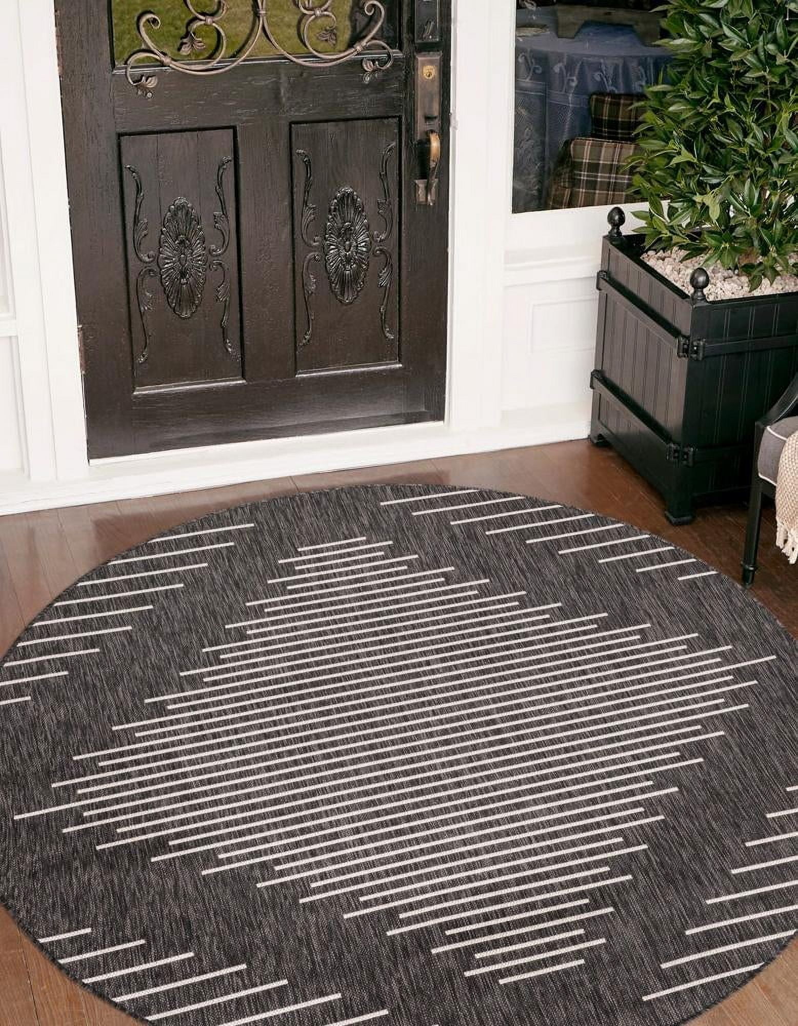 Unique Loom Outdoor Modern Collection Area Rug - Tambor (3' 3" Round ...