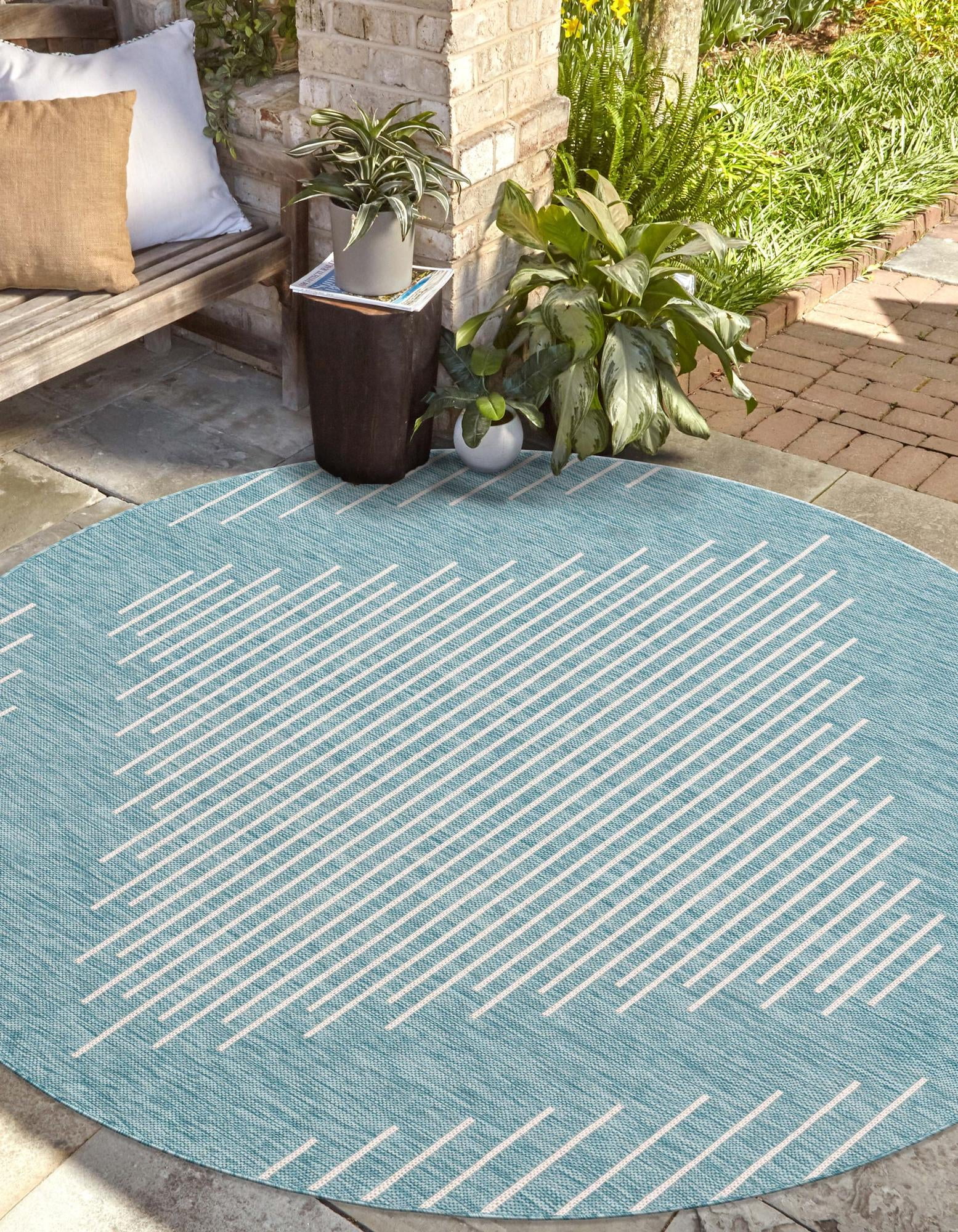 Unique Loom Outdoor Modern Collection Area Rug - Tambor (3' 3" Round ...