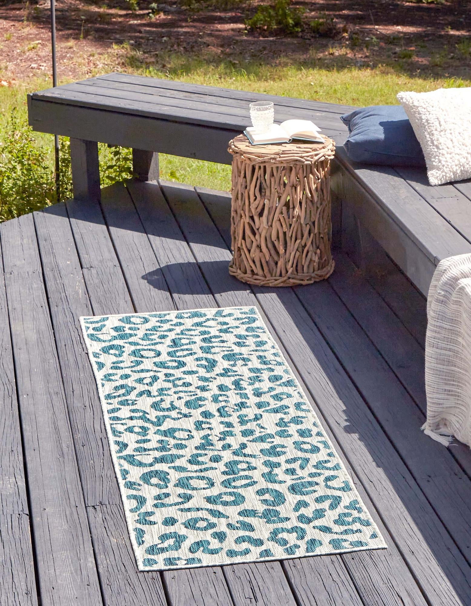 Unique Loom Outdoor Safari Collection Area Rug - Leopard (2' x 6' 1 ...
