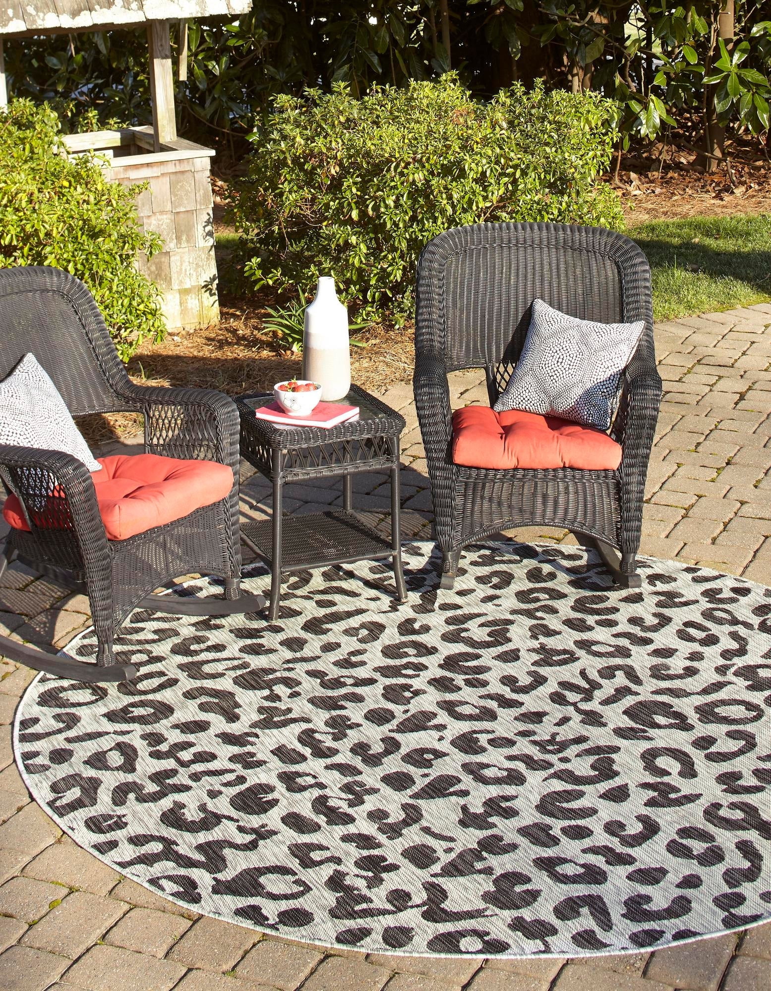 Unique Loom Outdoor Safari Collection Area Rug - Leopard (4' Round ...