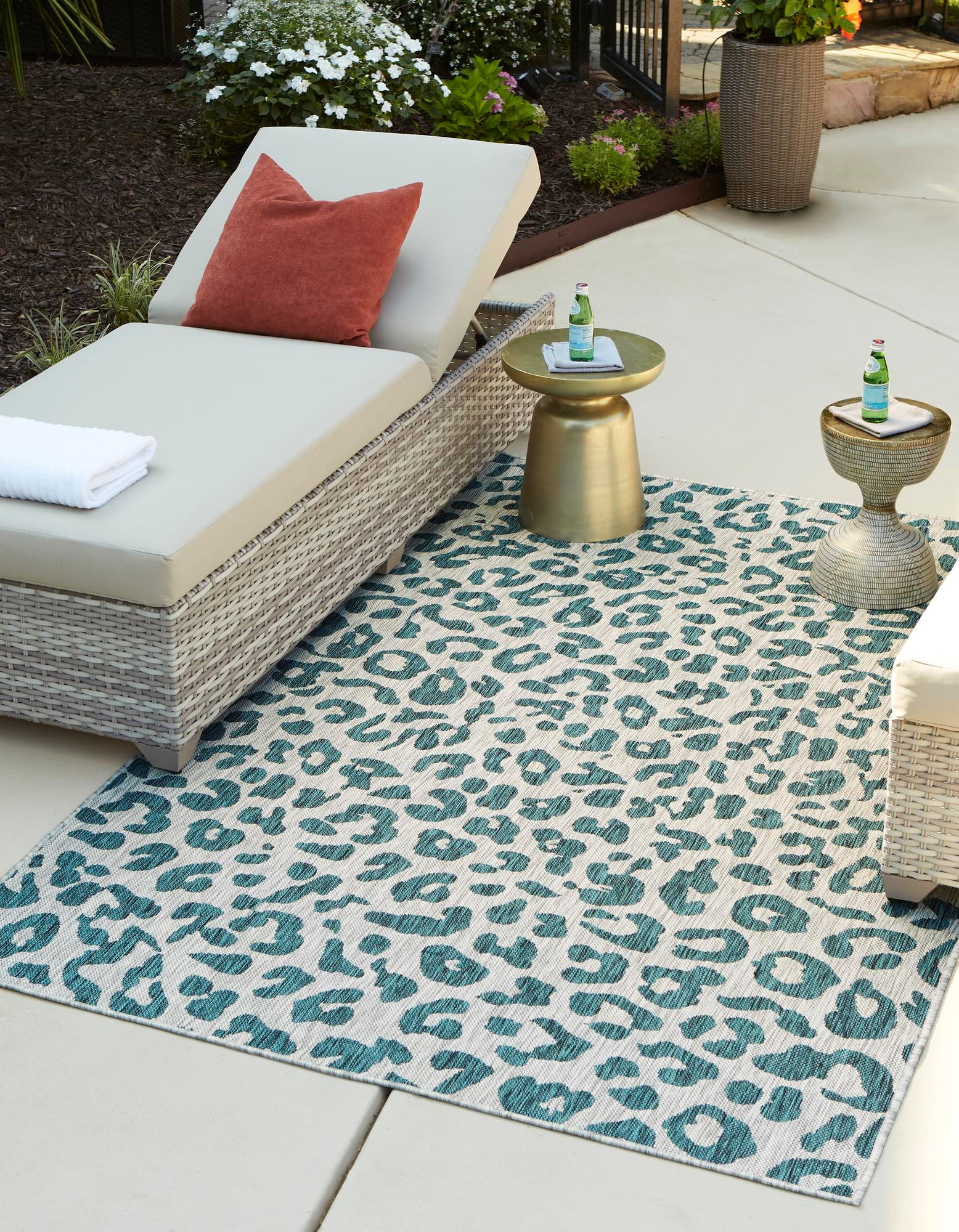 Unique Loom Outdoor Safari Collection Area Rug - Leopard (6' 1" x 9 ...