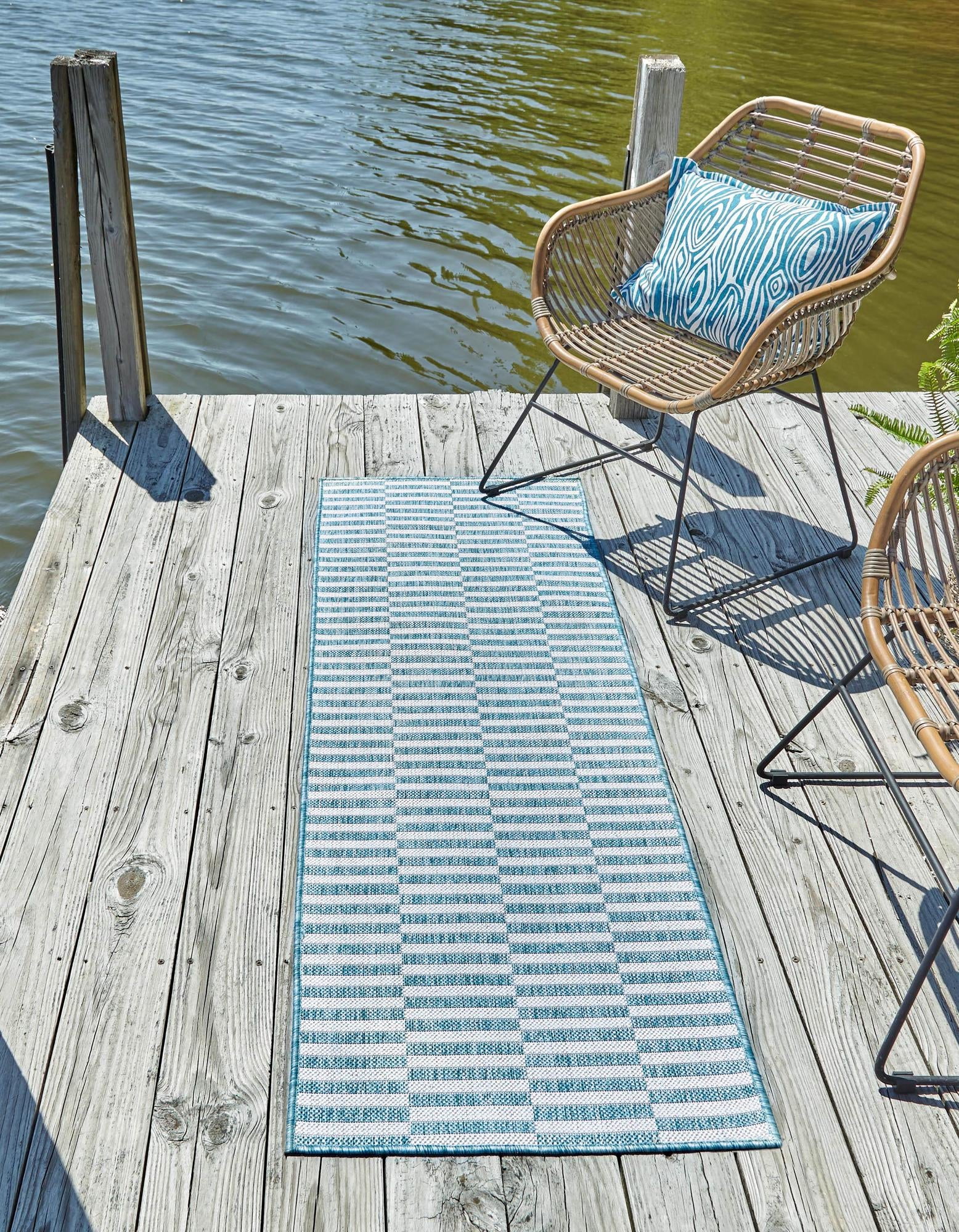 Unique Loom Outdoor Striped Collection Area Rug - Striped (2' x 6' 1 ...