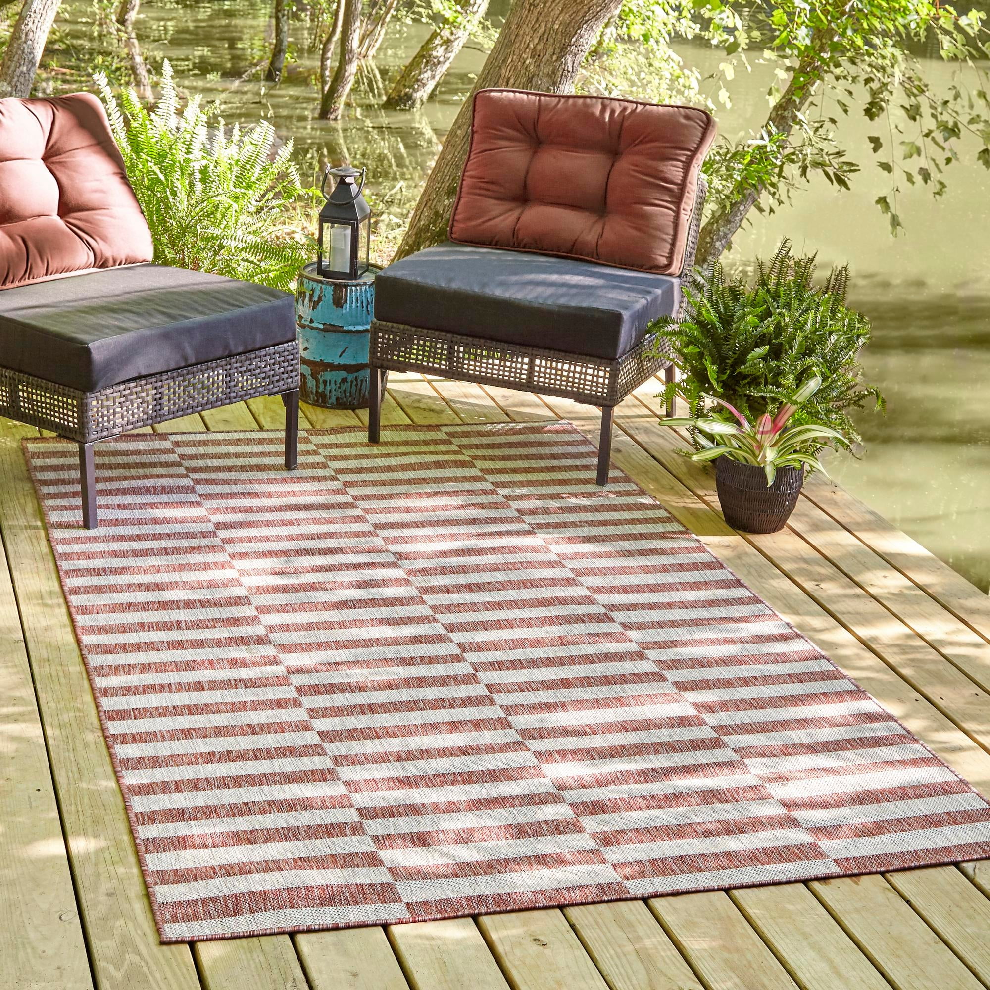 Unique Loom Outdoor Striped Collection Area Rug - Striped (7' 1" x 10 ...