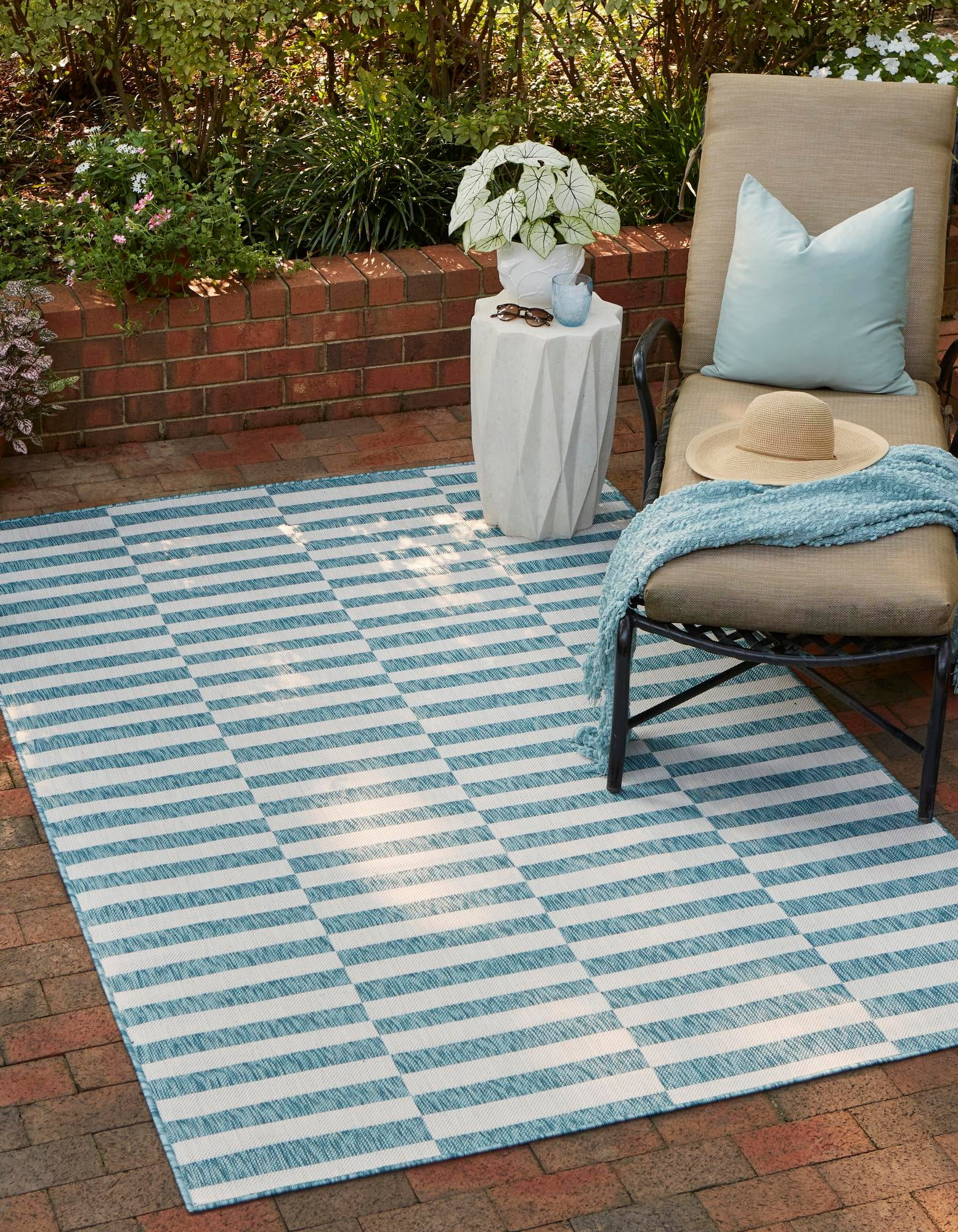 Unique Loom Outdoor Striped Collection Area Rug - Striped (8' x 11' 4 ...