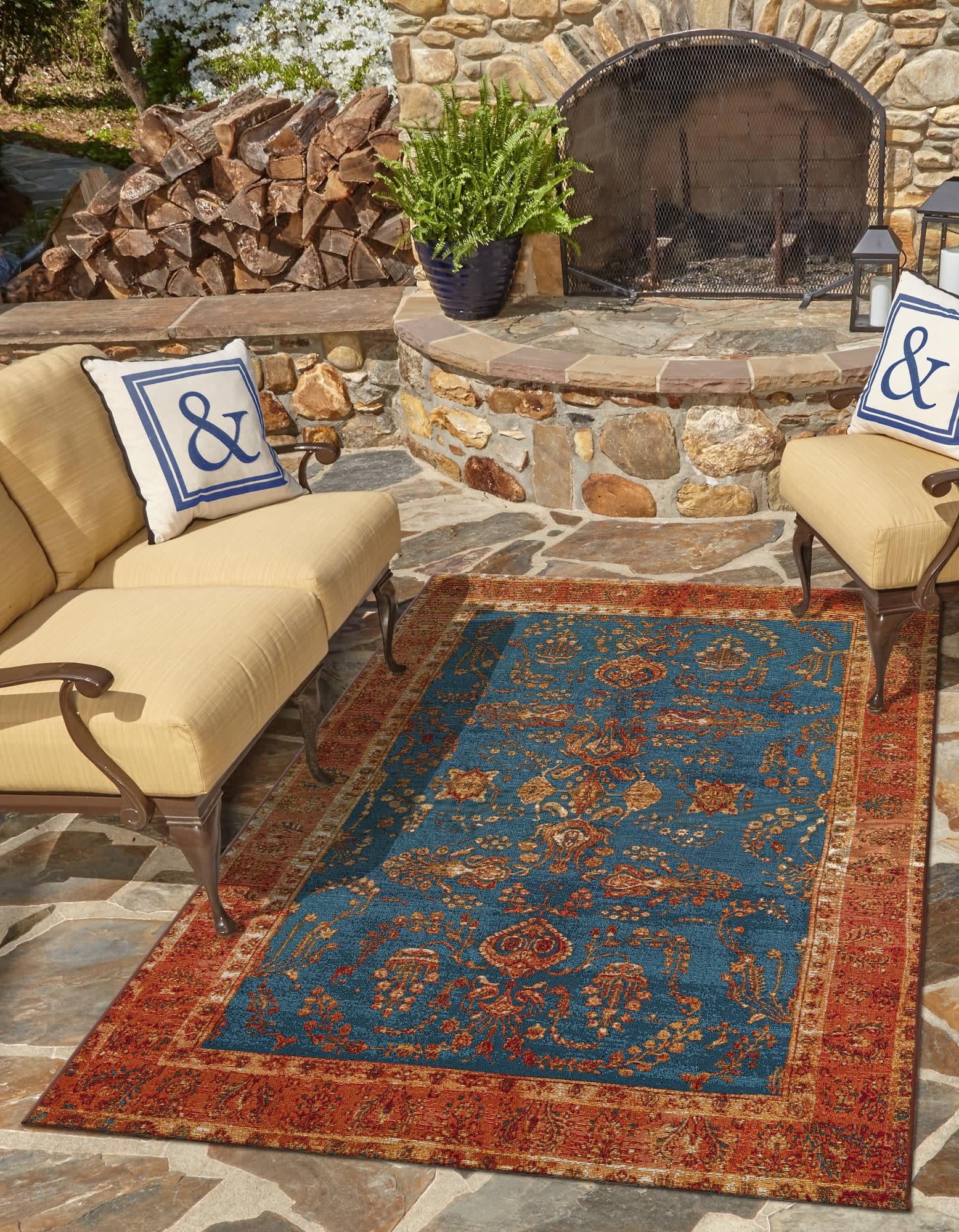 Unique Loom Outdoor Traditional Collection Area Rug - Legacy (5' 3" x 8 ...