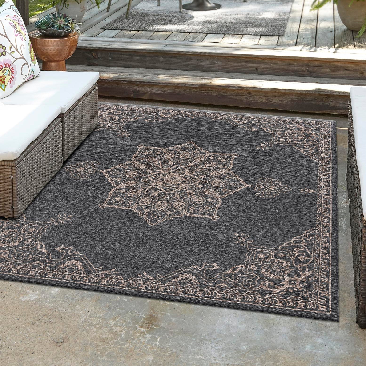 Unique Loom Outdoor Traditional Collection Area Rug - Antique (10 ...