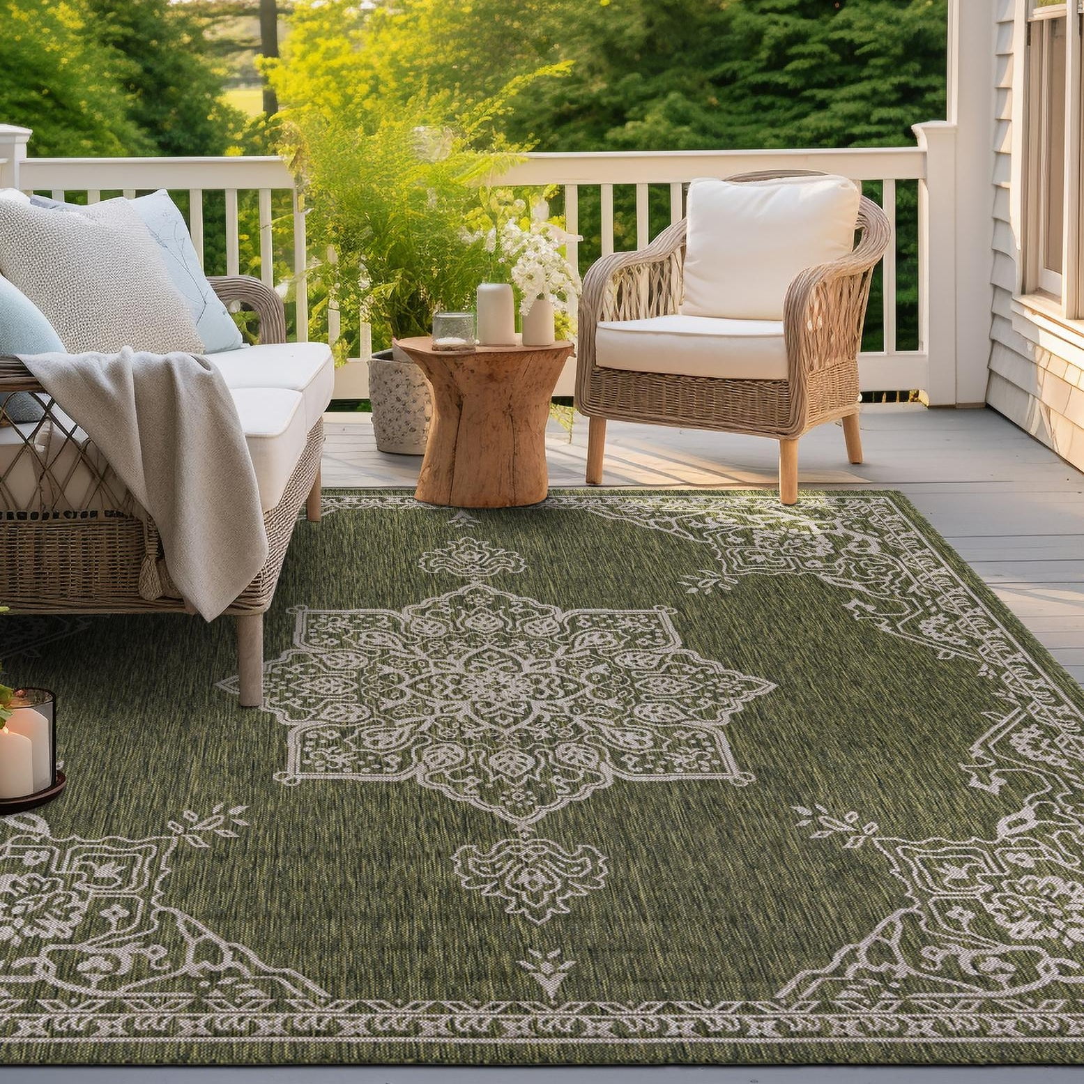 Unique Loom Outdoor Traditional Collection Area Rug - Antique (5' 3 ...