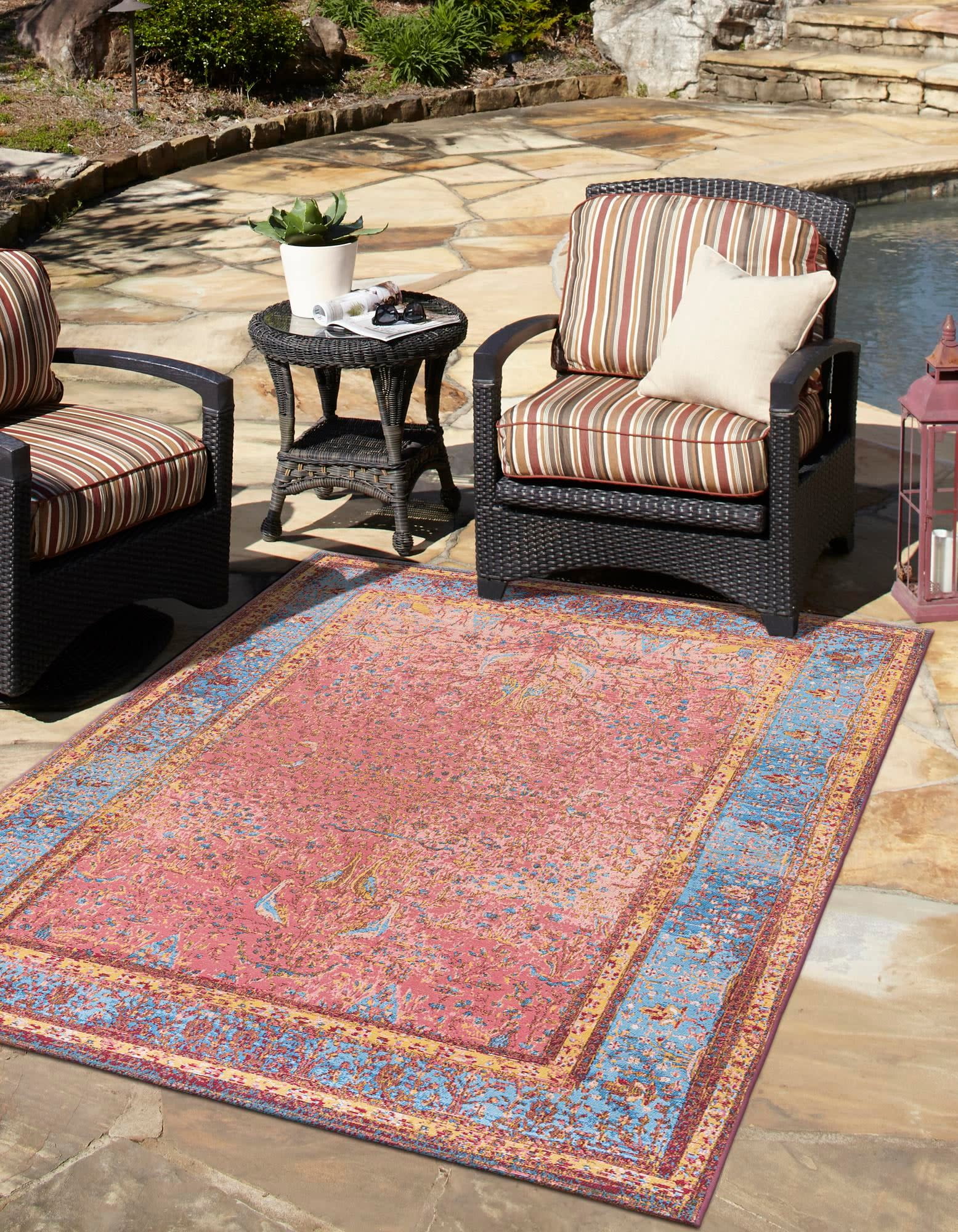 Unique Loom Outdoor Traditional Collection Area Rug - Fortitude (5' 3 ...