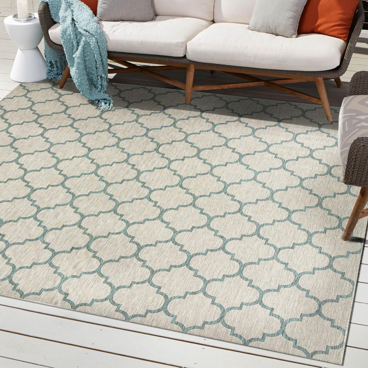 Unique Loom Outdoor Trellis Collection Area Rug (13' 1" Square Gray ...