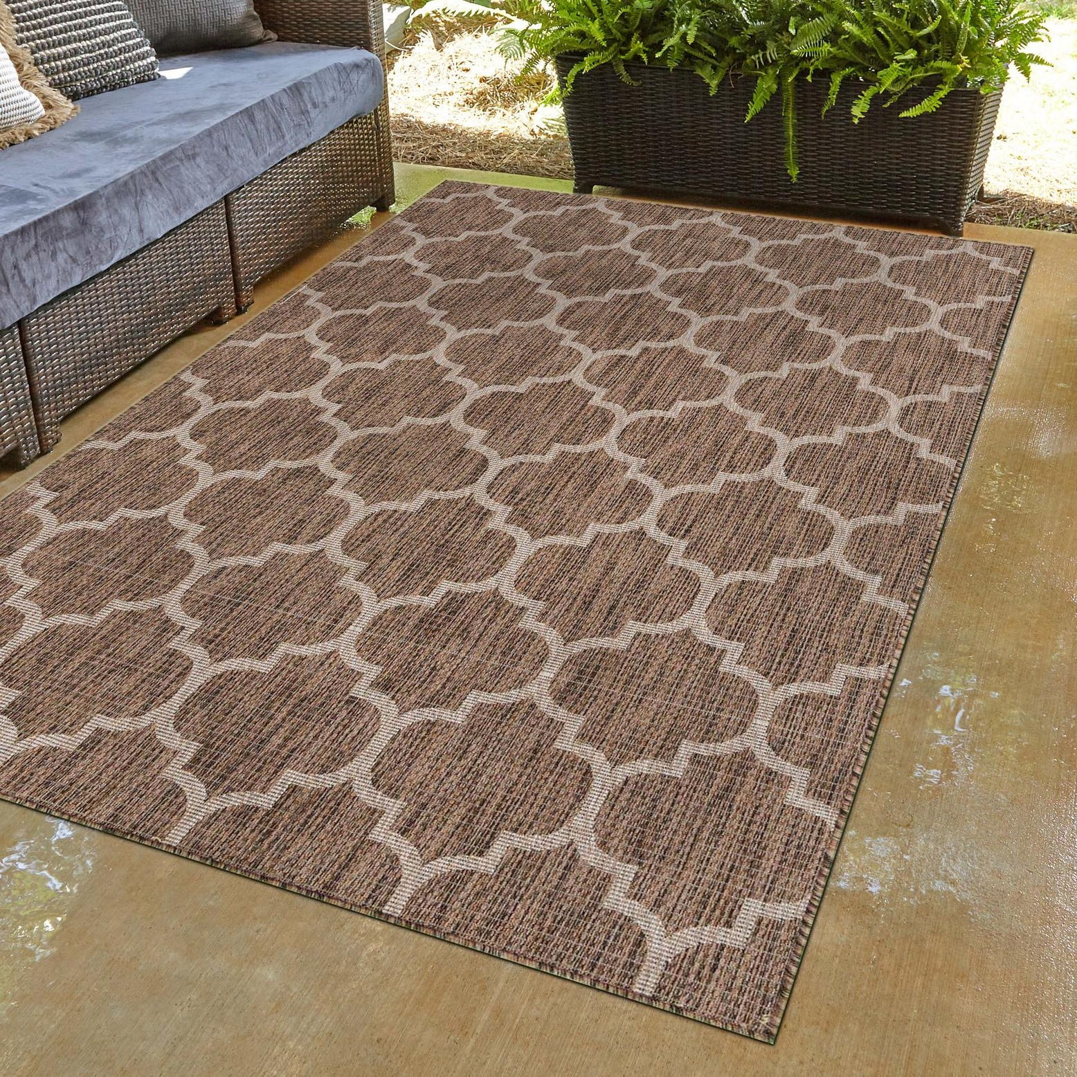Unique Loom Outdoor Trellis Collection Area Rug (7' 10" x 11' Rectangle ...