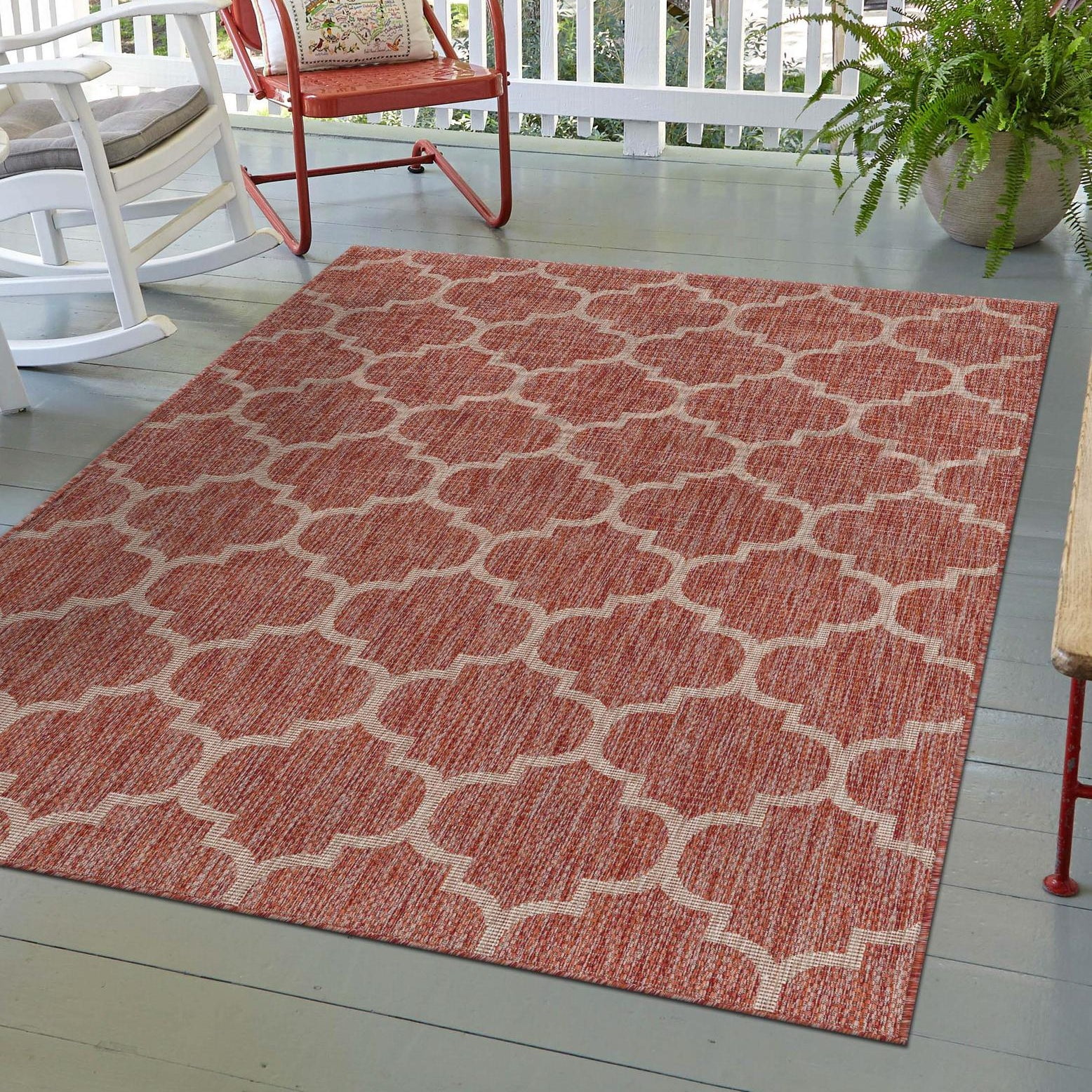 Unique Loom Outdoor Trellis Collection Area Rug (9' x 12' Rectangle ...