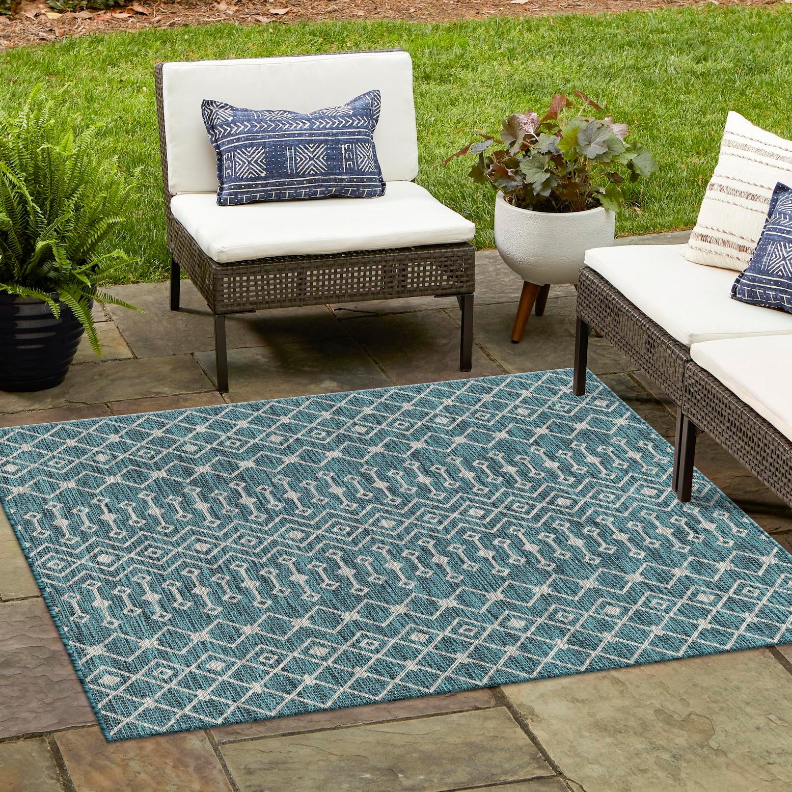 Unique Loom Outdoor Trellis Collection Area Rug - Tribal Trellis (10' 8 ...